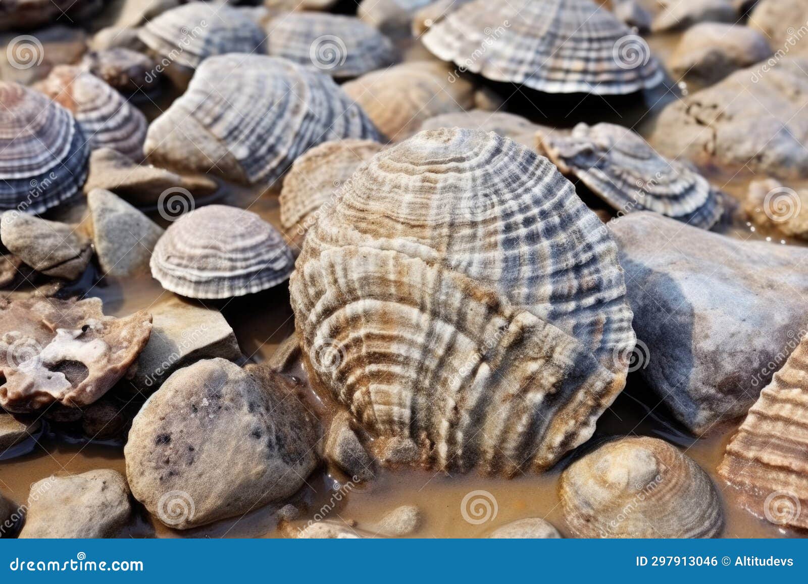 Fossilized Shells Embedded in Limestone Stock Photo - Image of ...