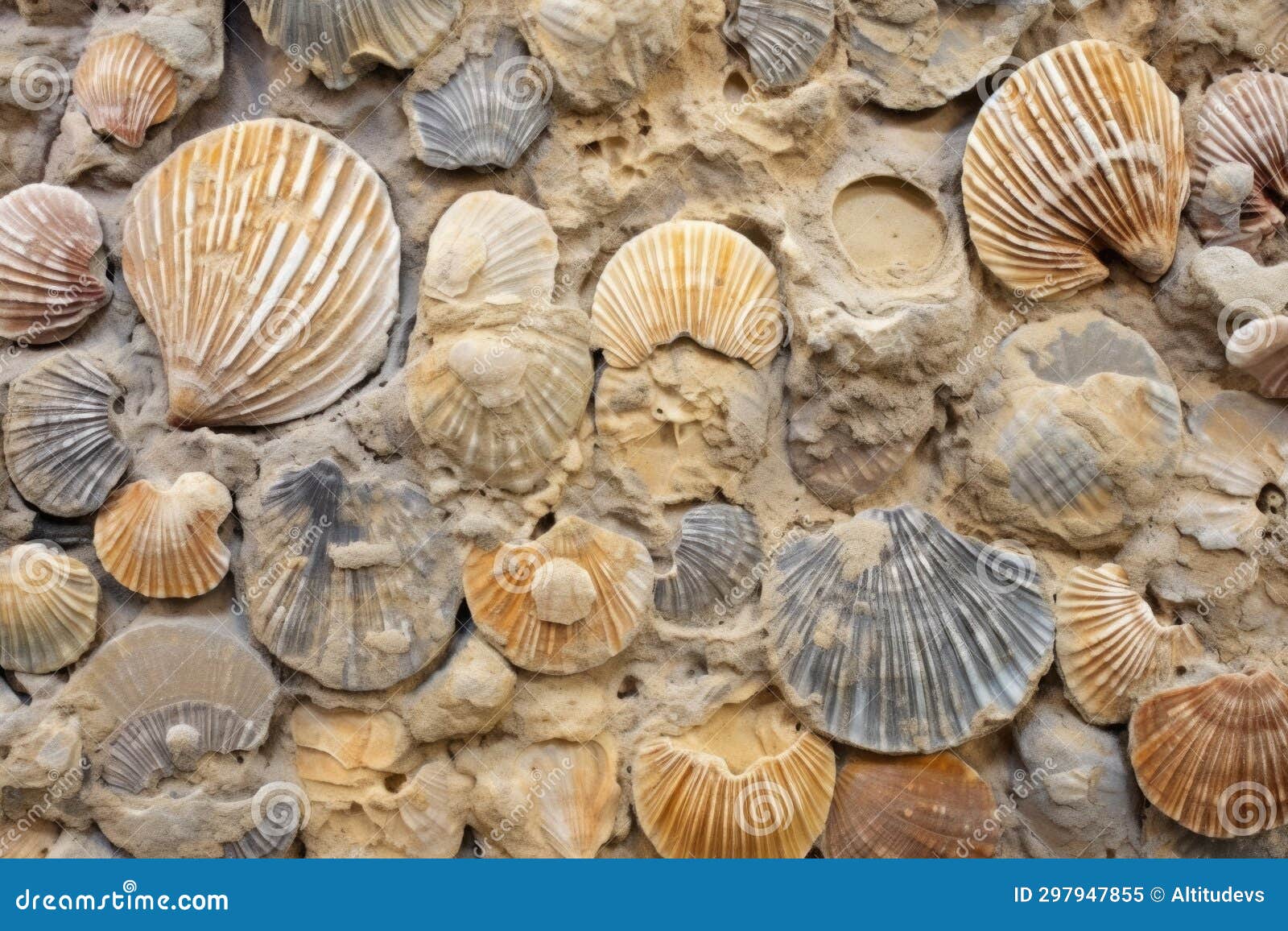 Fossilized Shells Embedded in Limestone Stock Illustration ...