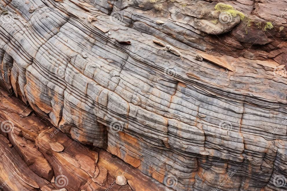 Fossilized Tree Bark on a Wide Rock Face Stock Illustration ...