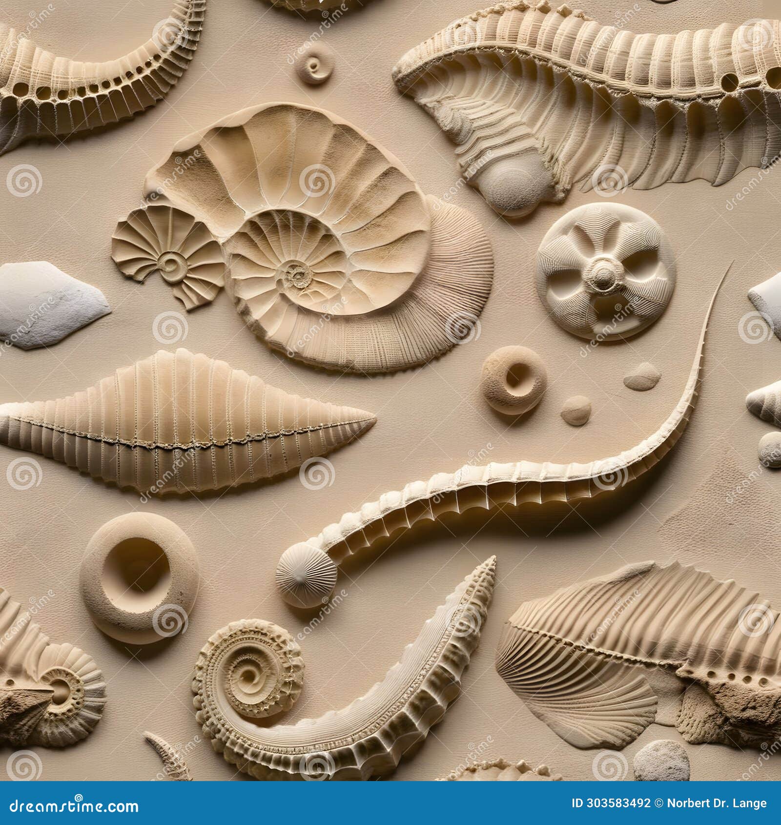 Fossils in Stone, Ai-generatet Stock Illustration - Illustration of years, convolutions: 303583492