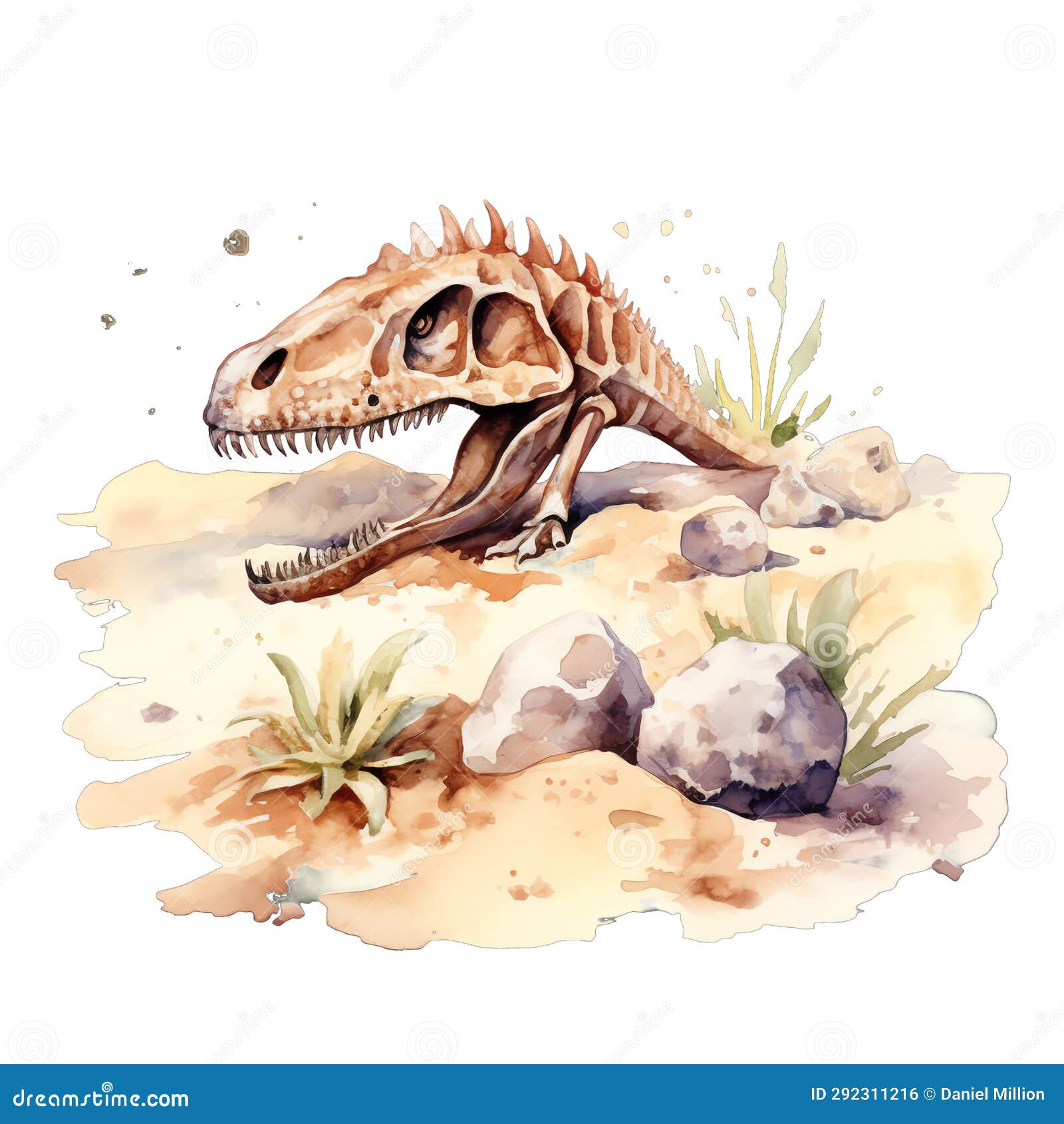 Fossils Watercolor Illustration Stock Illustration - Illustration of ...