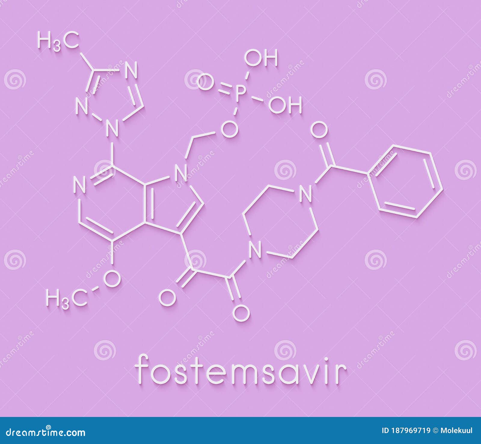 Fostemsavir HIV Virus Drug Molecule. Skeletal Formula. Stock ...