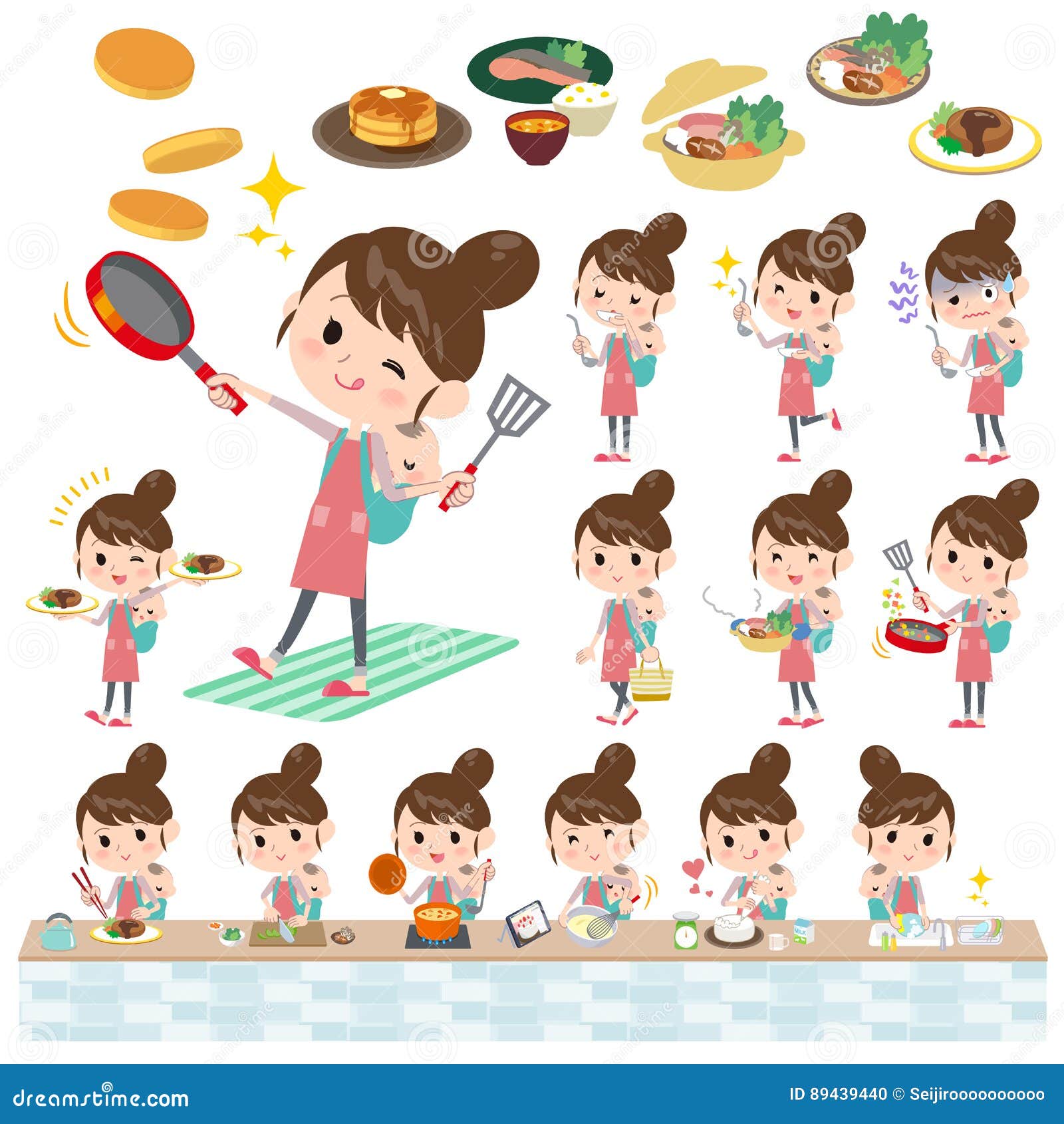 Fostra Och Behandla Som Ett Barn Matlagning Vektor Illustrationer ...