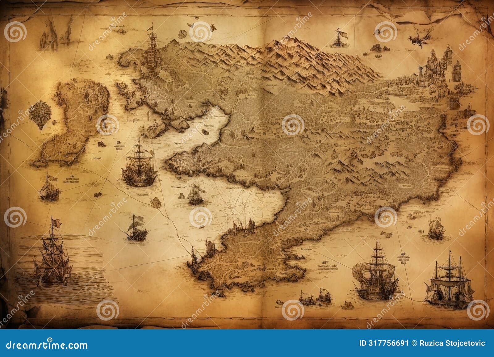 Foto Do Antigo Mapa Do Tesouro Ai Ilustração Stock - Ilustração de ...