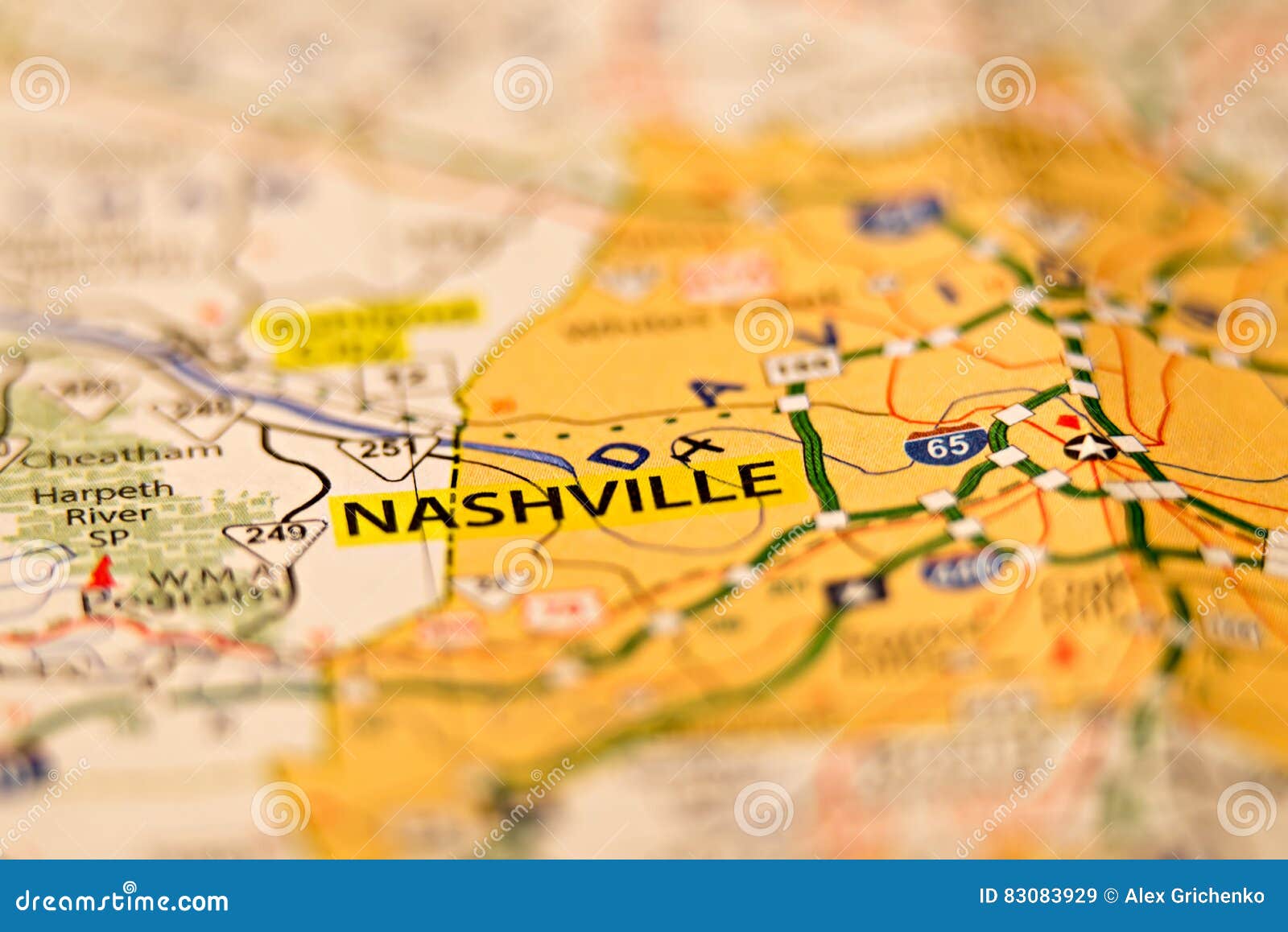 Foto Do Mapa Da área De Nashville Tn Imagem de Stock - Imagem de foco ...