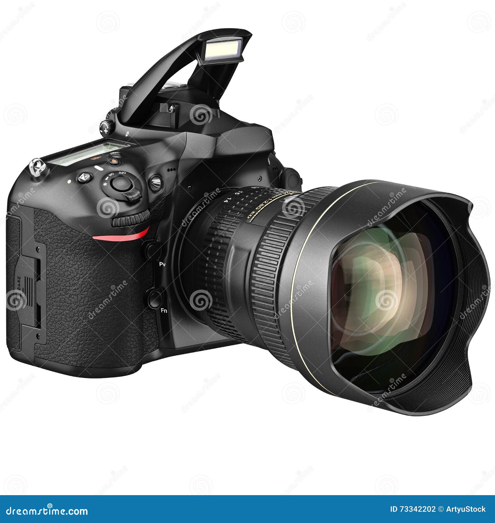 Foto SLR-Kamera, Offener Blitz Stock Abbildung - Illustration von ...