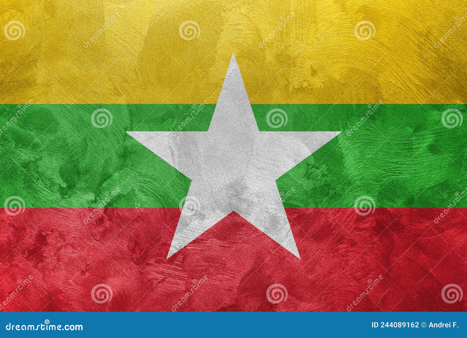 Foto Texturada De La Bandera De Myanmar Stock de ilustración ...