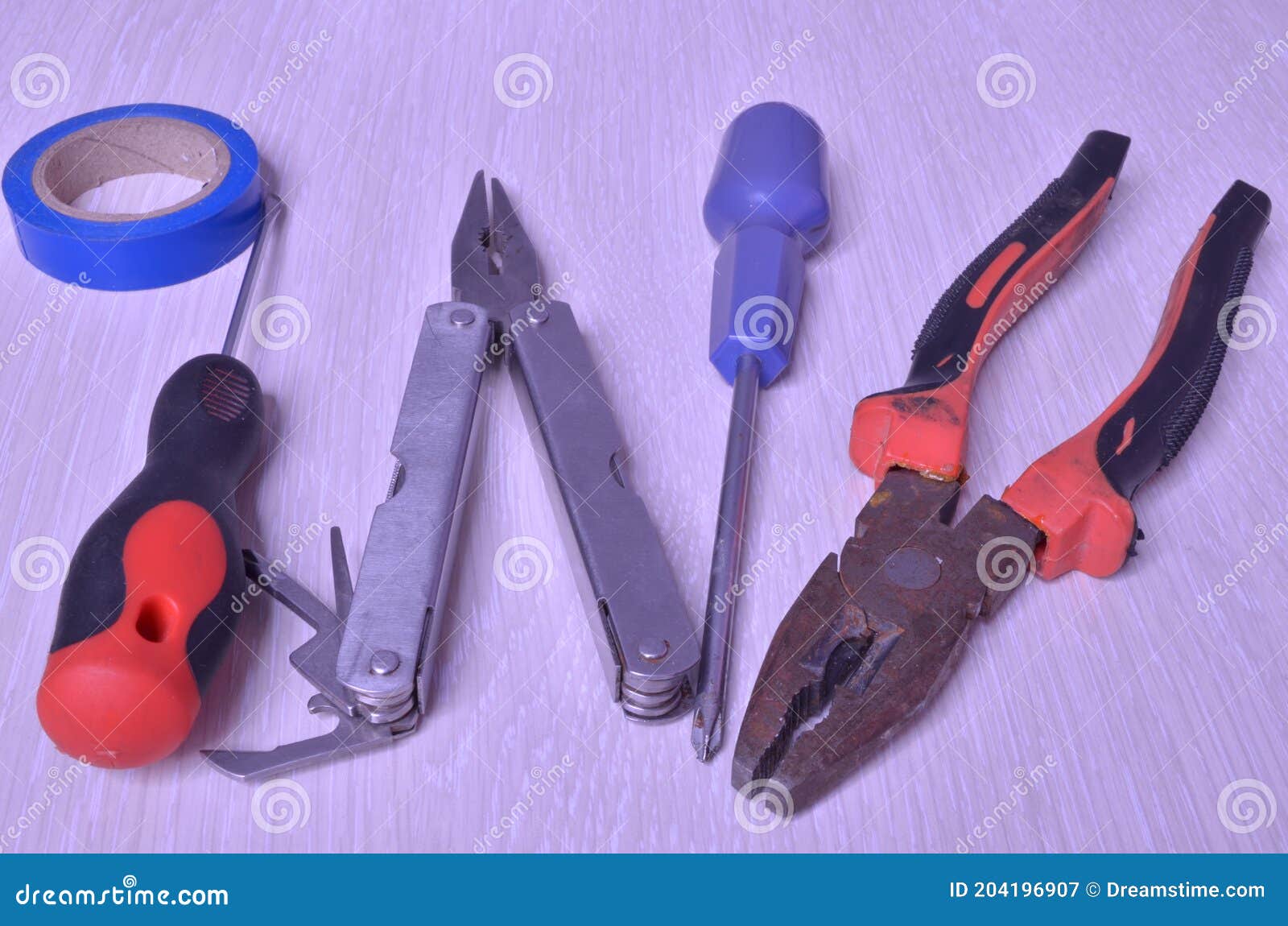 Universal Construction Tool Screwdriver Pliers Electrical Tape Stock ...