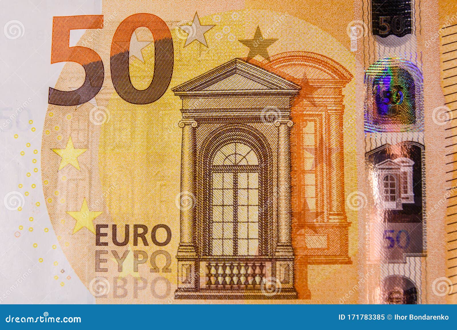 Fotografia Em Detalhe Da Nota De 50 Euros Imagem de Stock - Imagem de ...