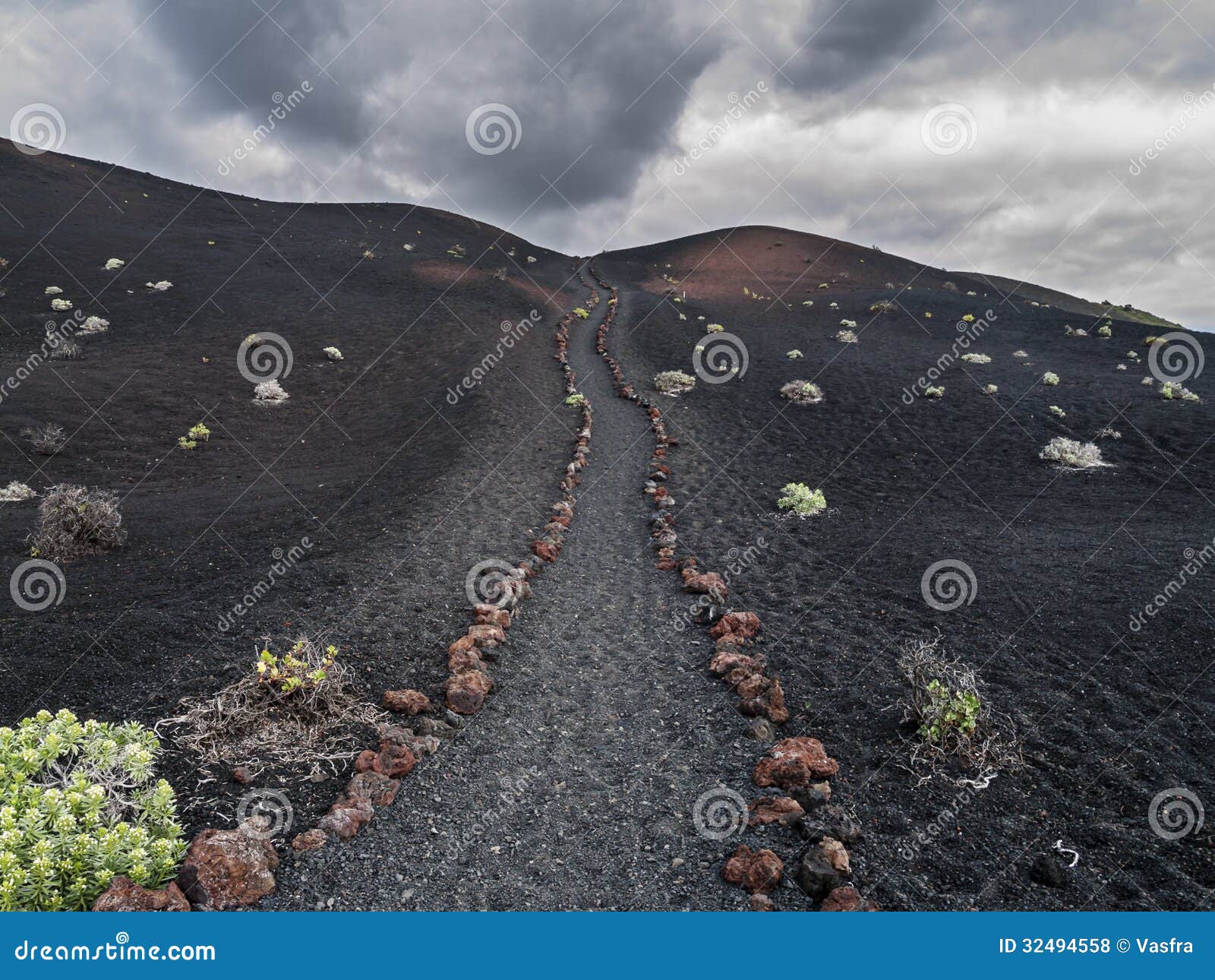 Fotvandra Slingan I En Vulkanisk Jordning Arkivfoto - Bild av berg ...