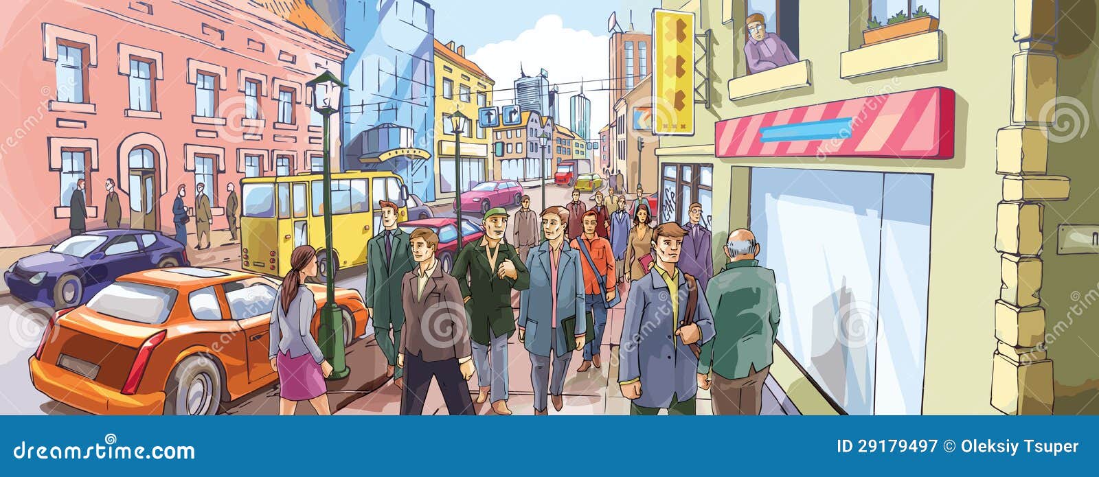 Foule de rue illustration de vecteur. Illustration du femelle - 29179497