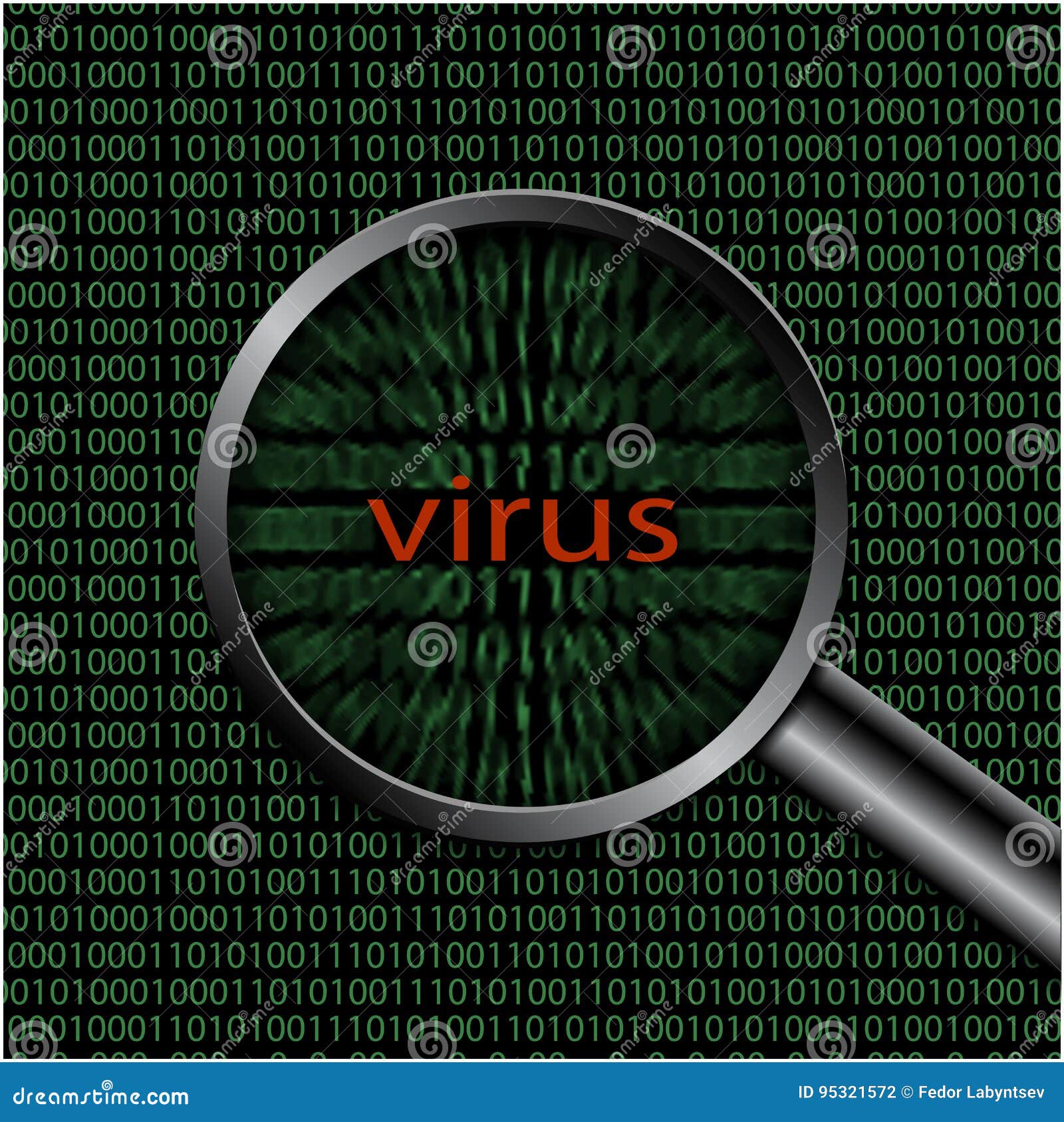 Found Computer Virus Under A Magnifying Glass A Illustration. Stock ...