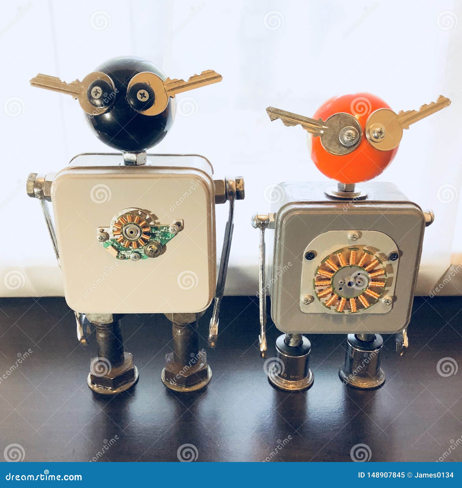 Found Objects Robot Sculpture Stock Image - Image of sculpture, objects ...