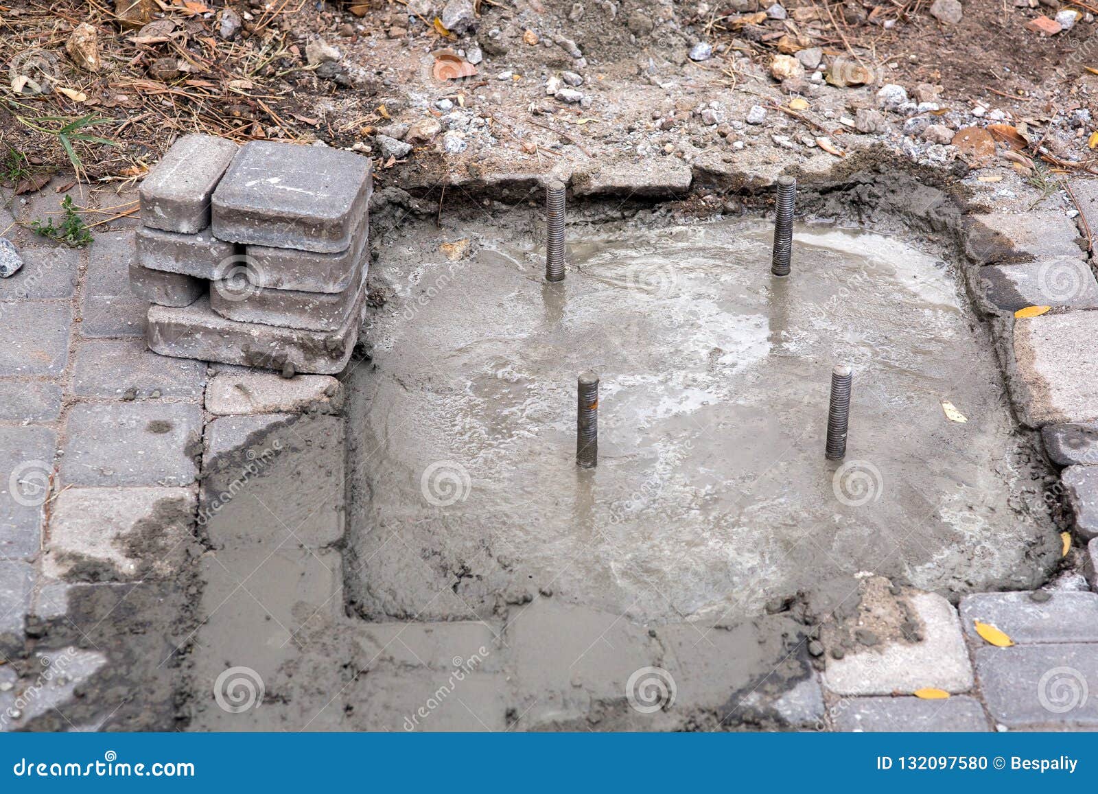 The Foundation for a Billboard. Stock Photo - Image of concrete, form ...