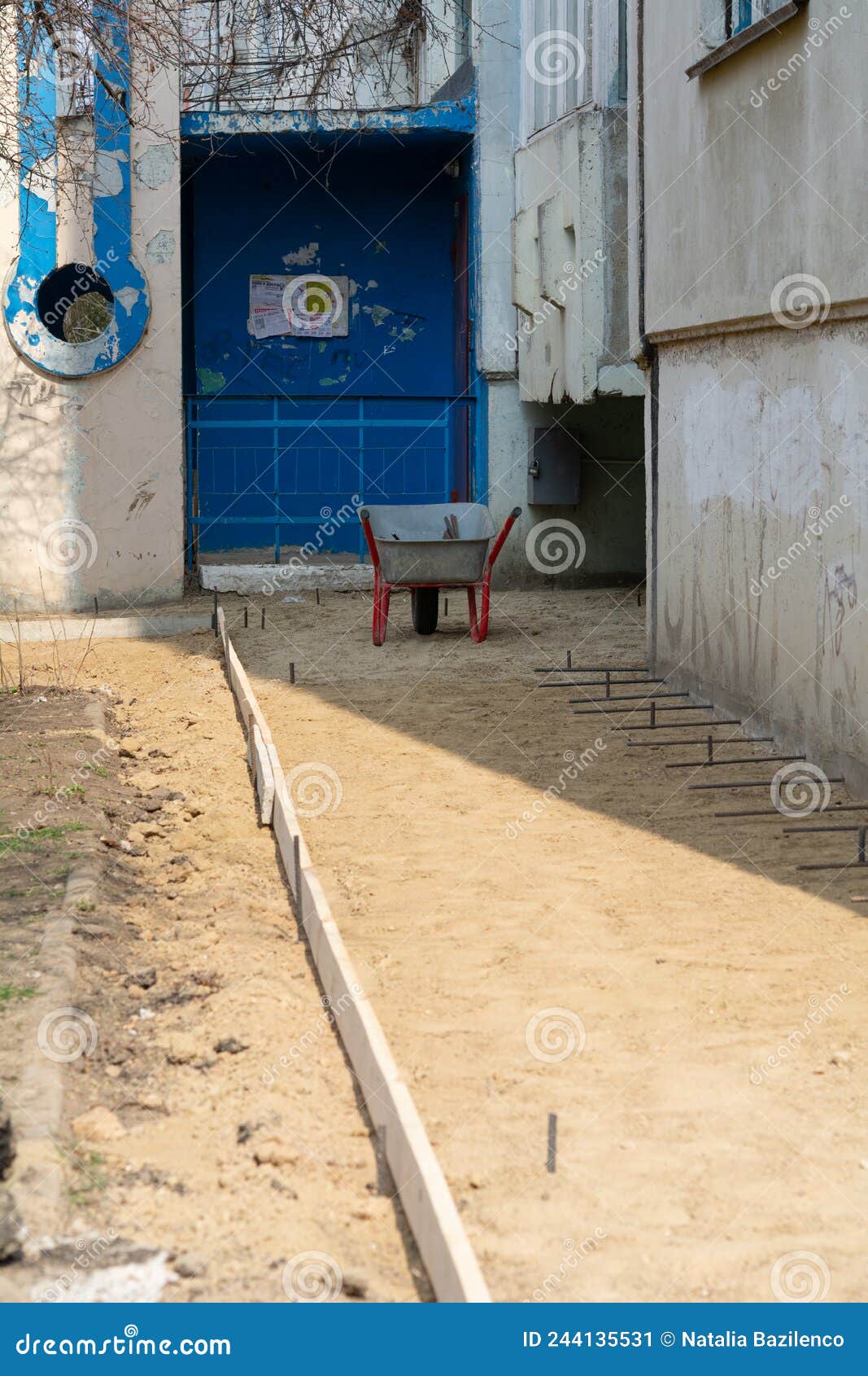 Foundation Blind Area Preparing. Basic Formwork Marking. Blind Area ...