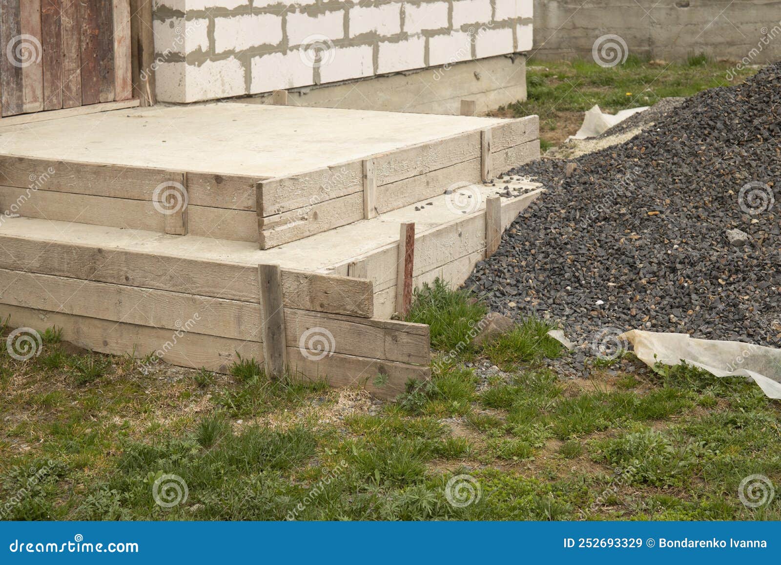 Foundation Blind Area Preparing. Basic Formwork Marking. Stock Image ...