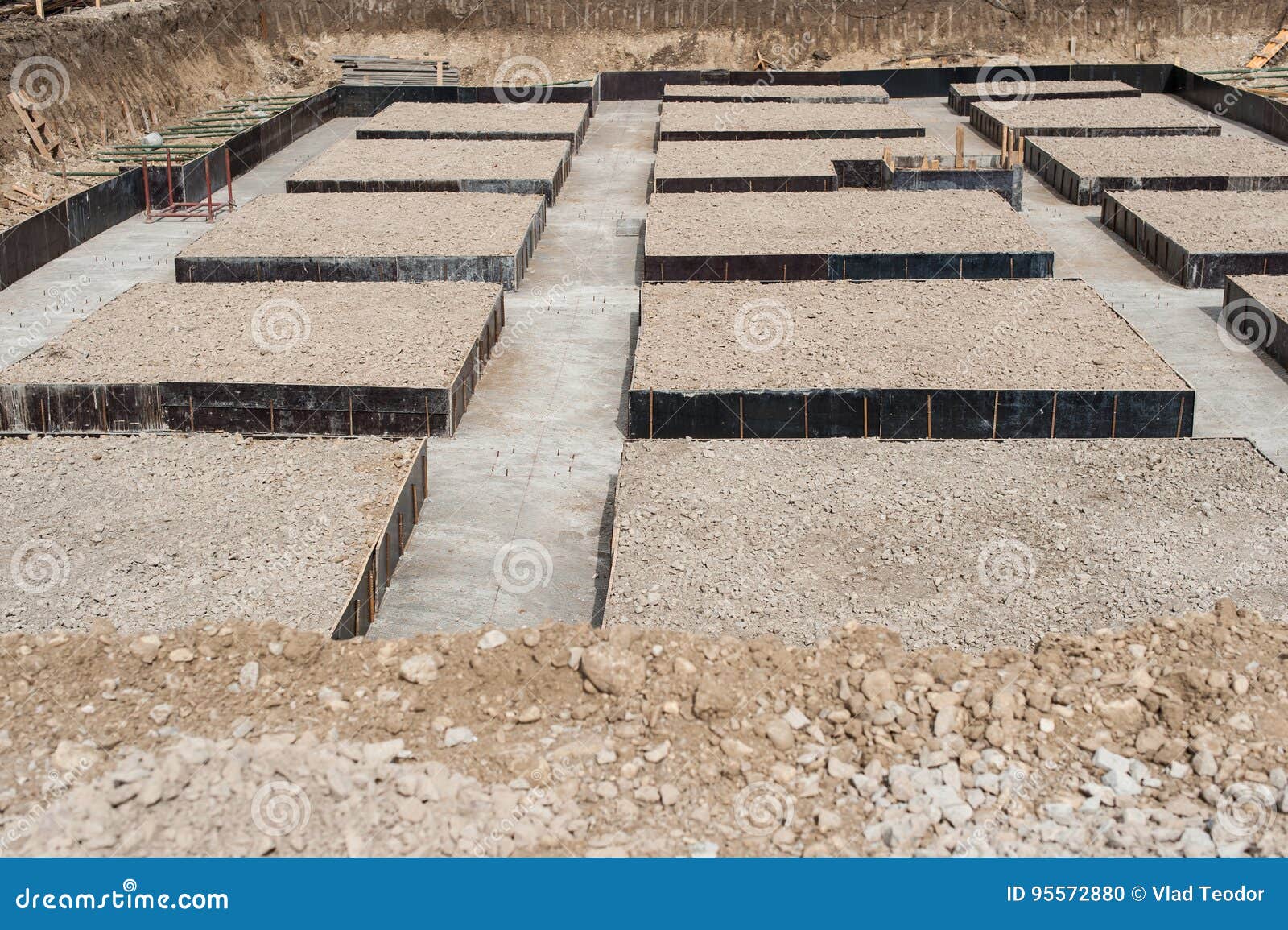 Foundation Blocks on a Construction Site Stock Photo - Image of ...