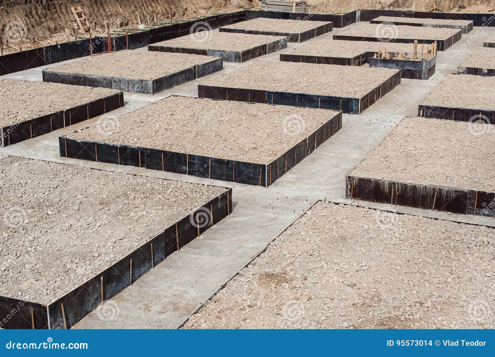 Foundation Blocks on a Construction Site Stock Photo - Image of cement ...