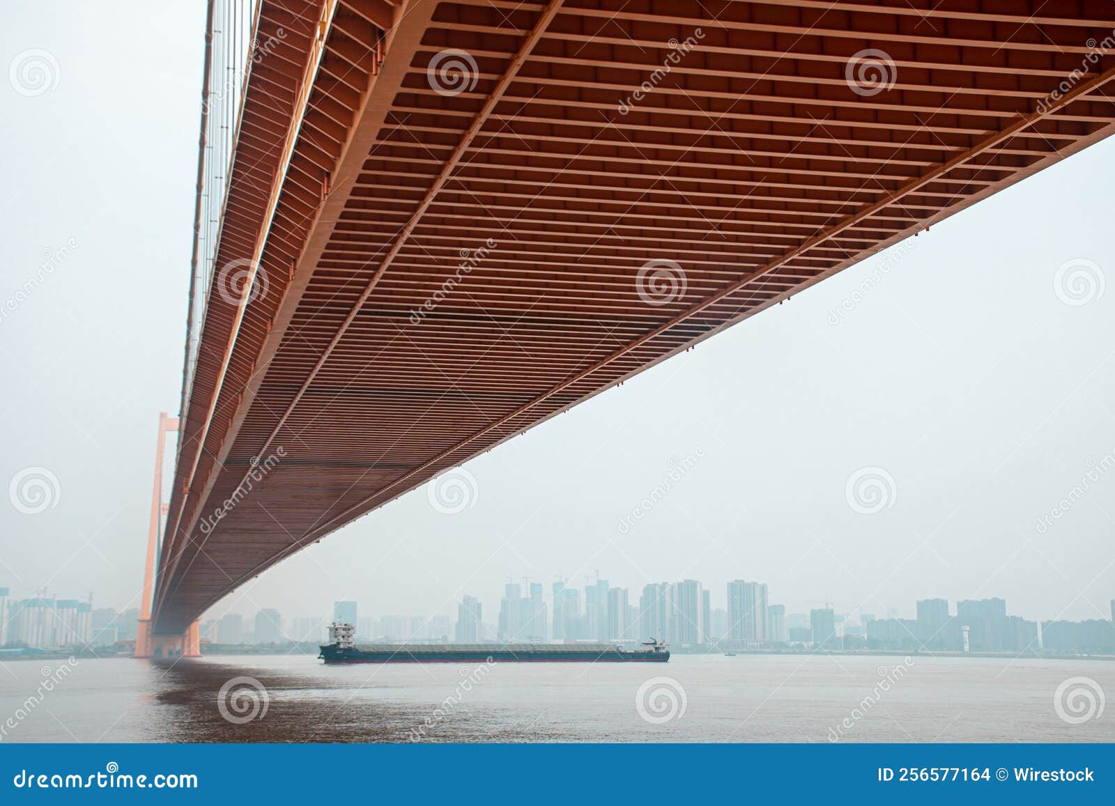 Foundation of a Bridge Over a River on a Misty Day Stock Photo - Image ...