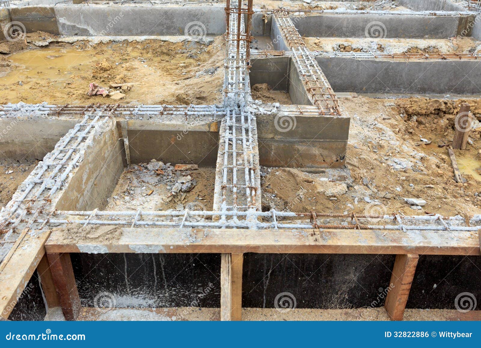 Foundation Construction Works Includes Sand Filling Pedestal Concrete ...