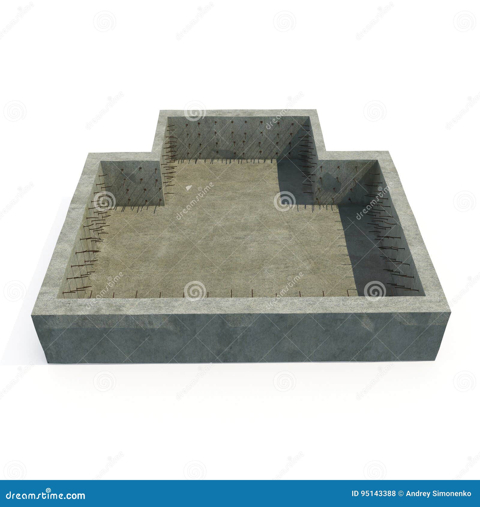 Foundation Construction House on White. 3D Illustration, Clipping Path ...