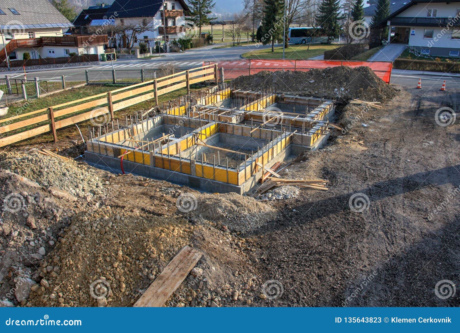 Foundation Construction in in Progress Stock Image - Image of sand ...