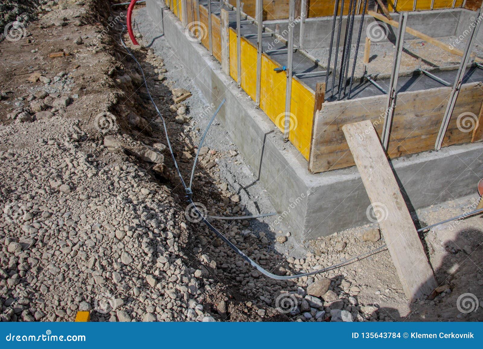 Foundation Construction from Side Stock Photo - Image of rocks, plank ...