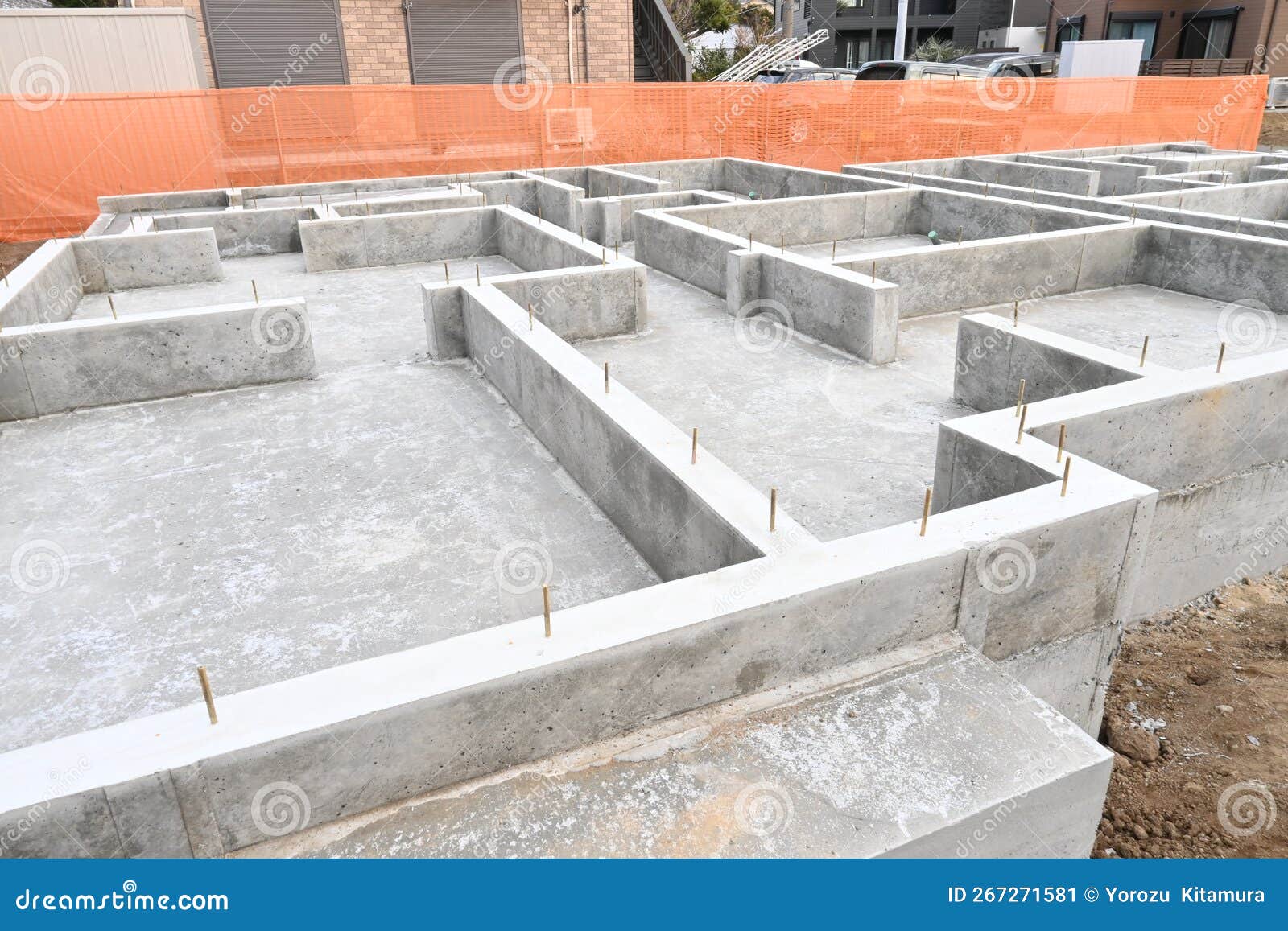The Foundation Construction Site of a Residential Building. Finishing ...