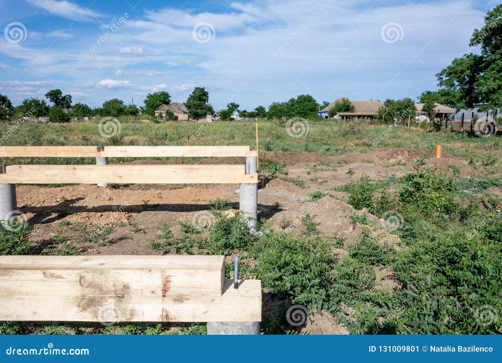 Foundation Construction. Unfinished Frame House Stock Image - Image of ...