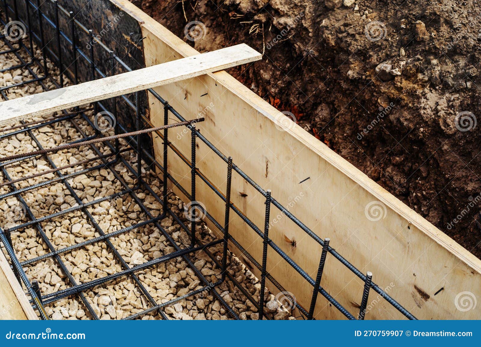 Foundation and Drainage Ditch Construction. Installation of Metal ...