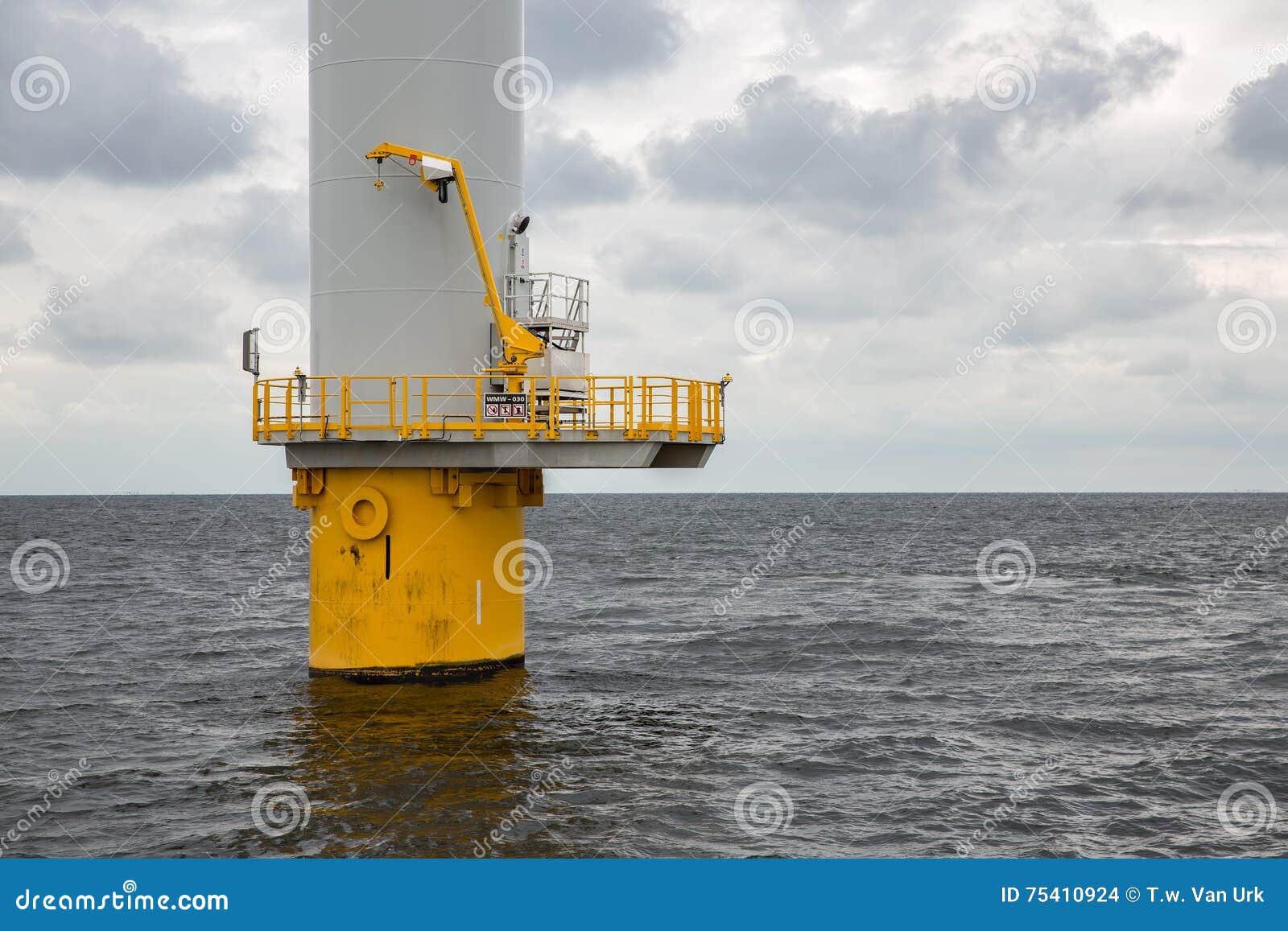 Foundation Dutch Wind Turbine in the Sea Editorial Stock Image - Image ...
