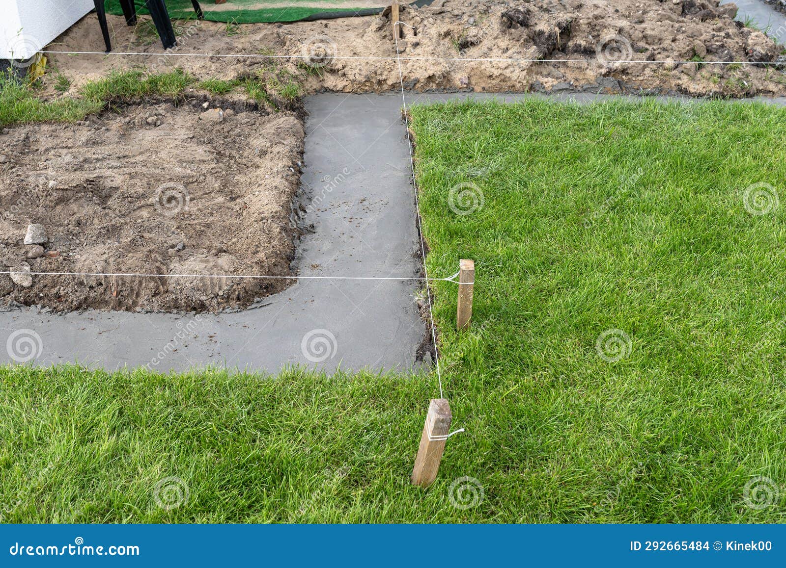Foundation Footings Poured in a Ditch in the Yard, Building a Terrace ...