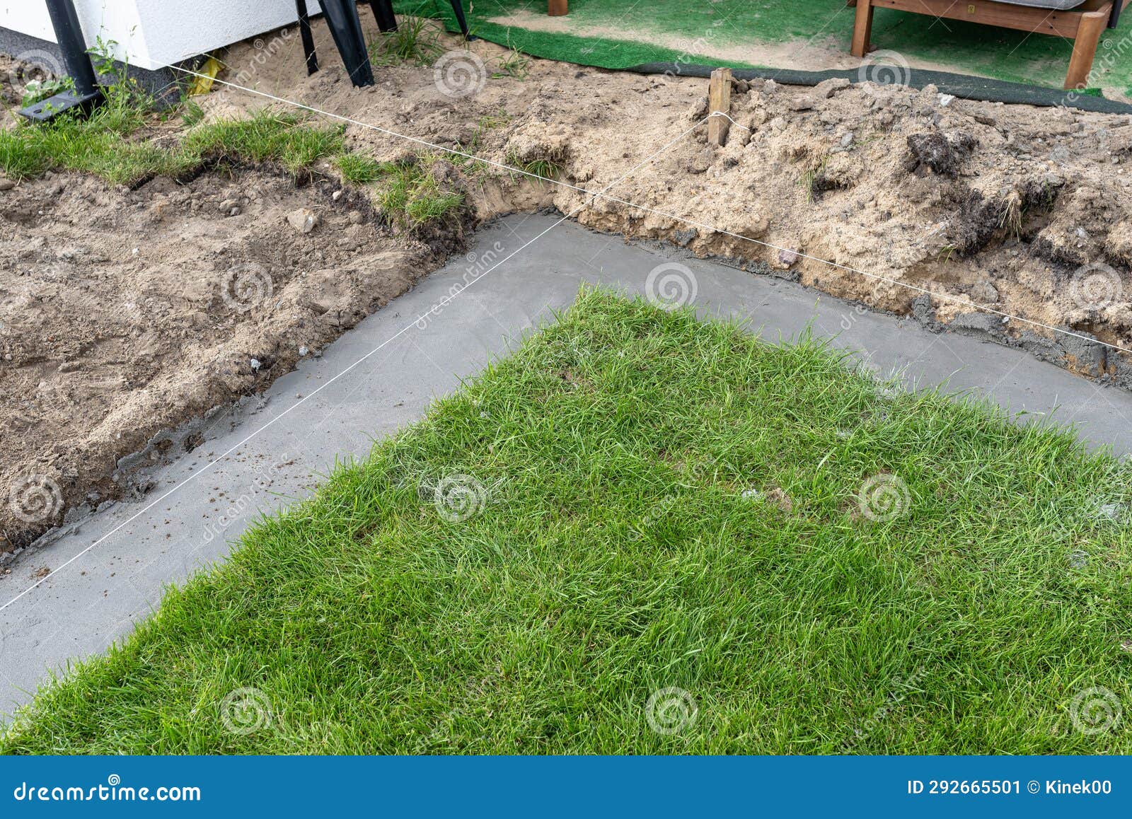 Foundation Footings Poured in a Ditch in the Yard, Building a Terrace ...