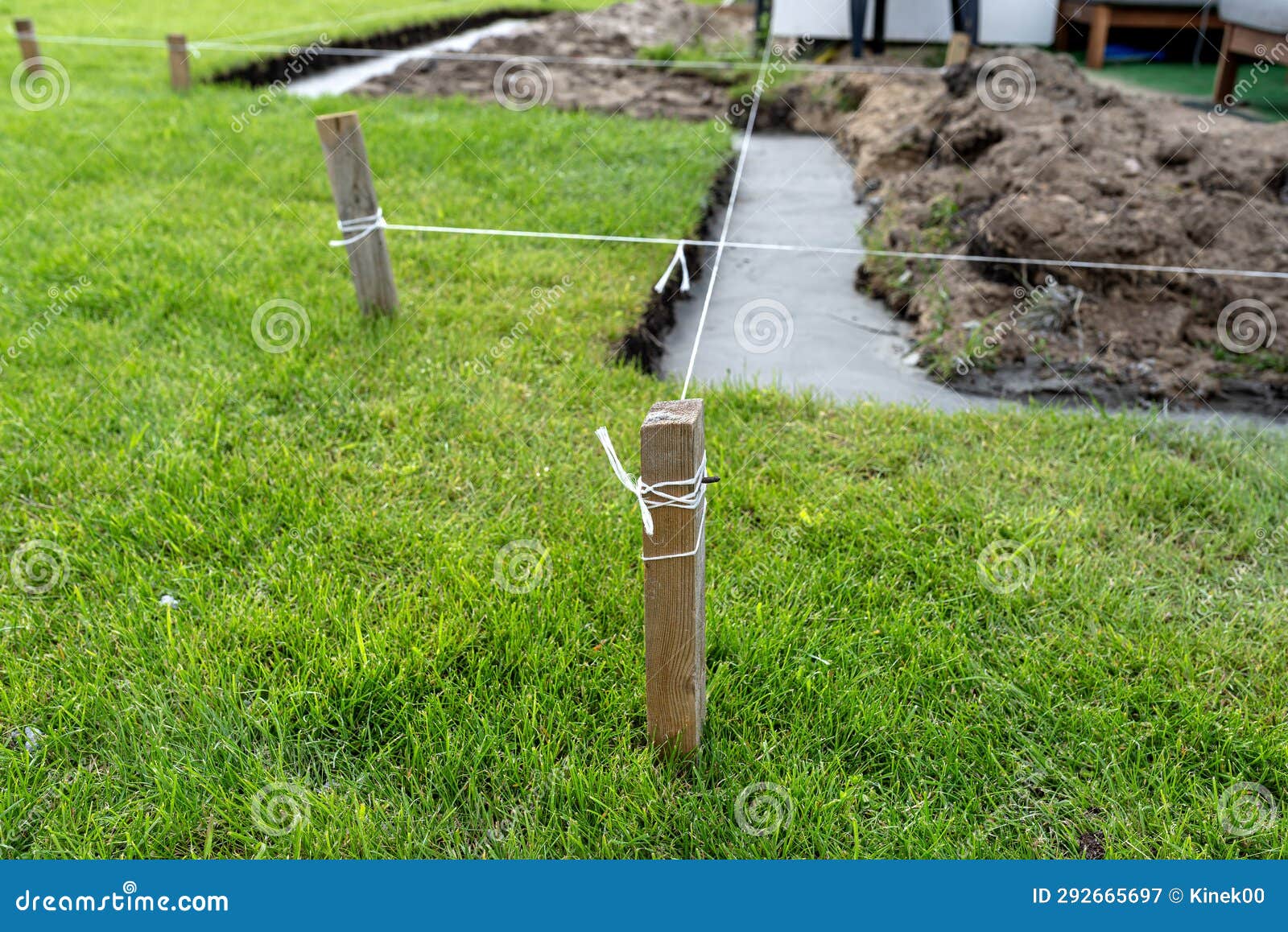 Foundation Footings Poured in a Ditch in the Yard, Building a Terrace ...