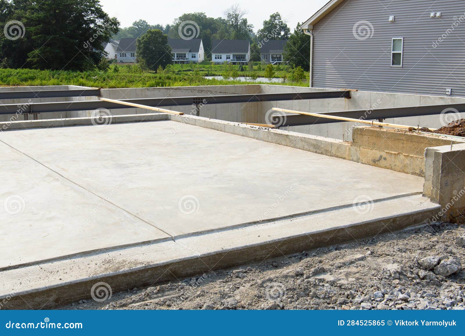 The Foundation of the House Pouring the Foundation for a New Building ...