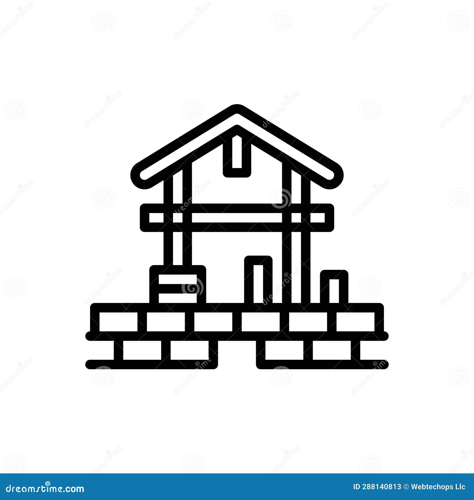 Black Line Icon for Foundation, Basis and Work Stock Vector ...