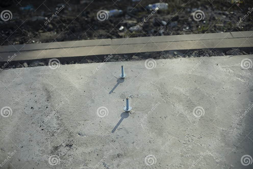 Foundation for Installation of Structure. Base of Building Stock Image ...