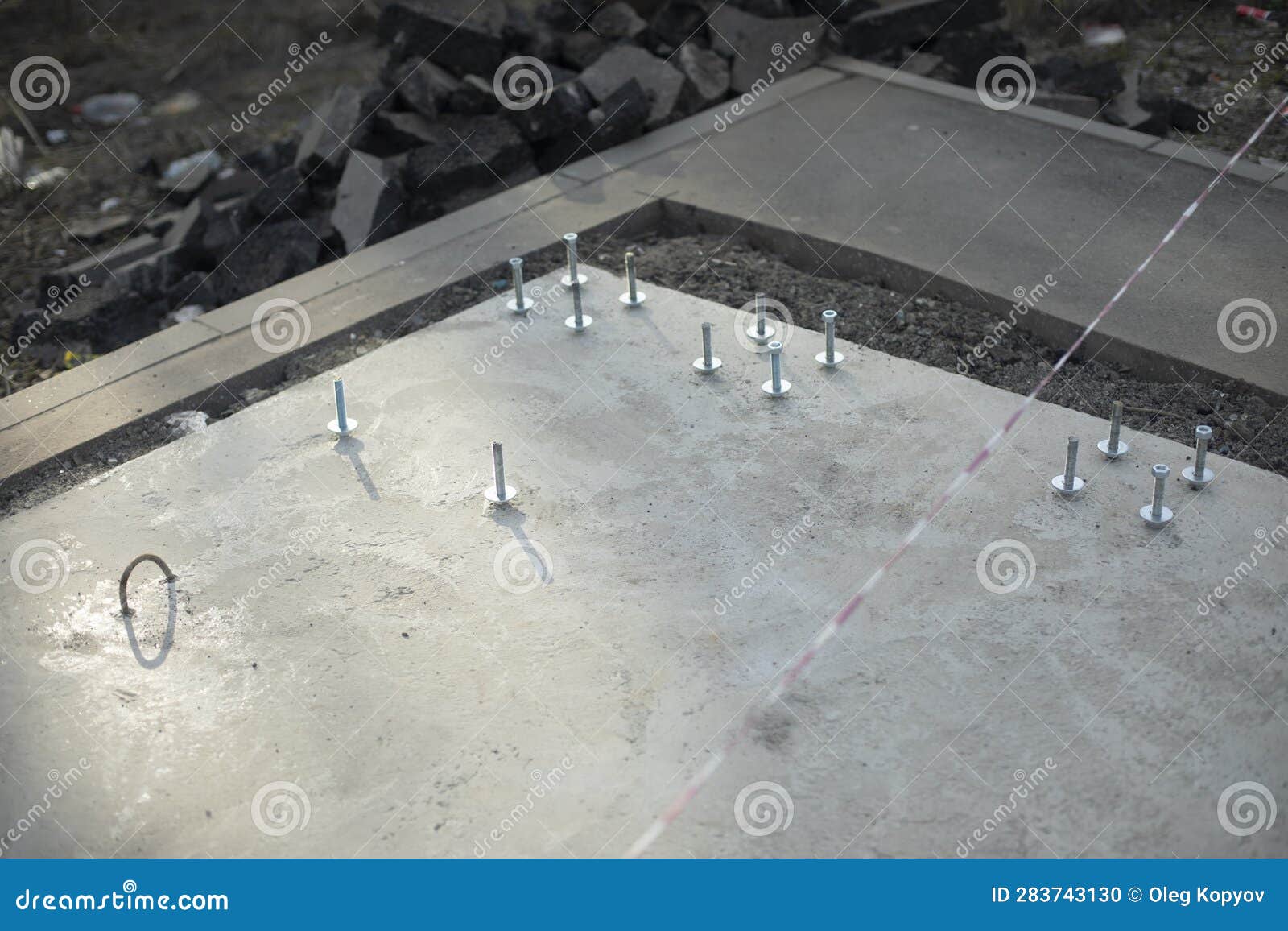 Foundation for Installation of Structure. Base of Building Stock Photo ...