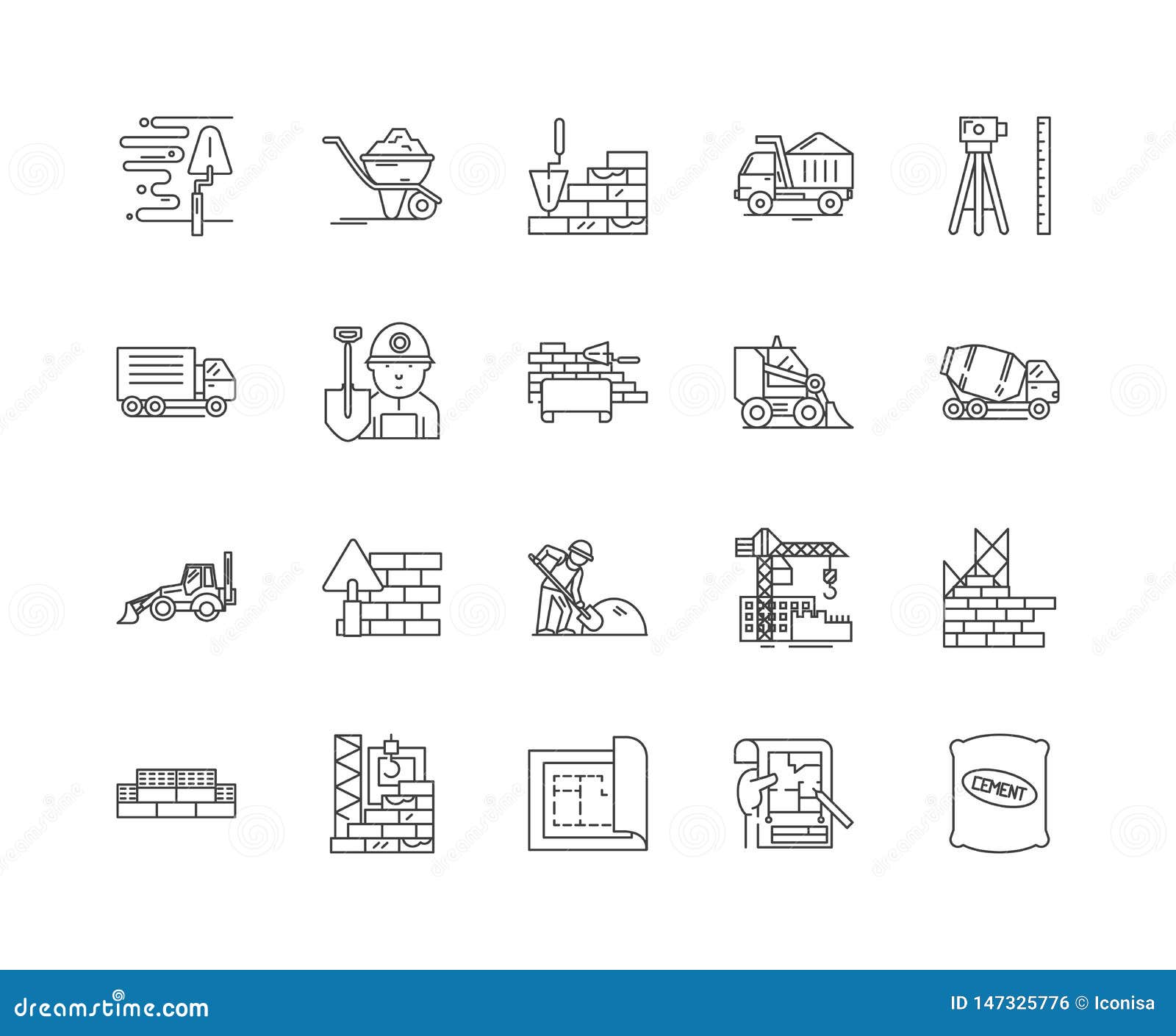 Foundation Line Icons Collection. Substructure, Base, Footing ...