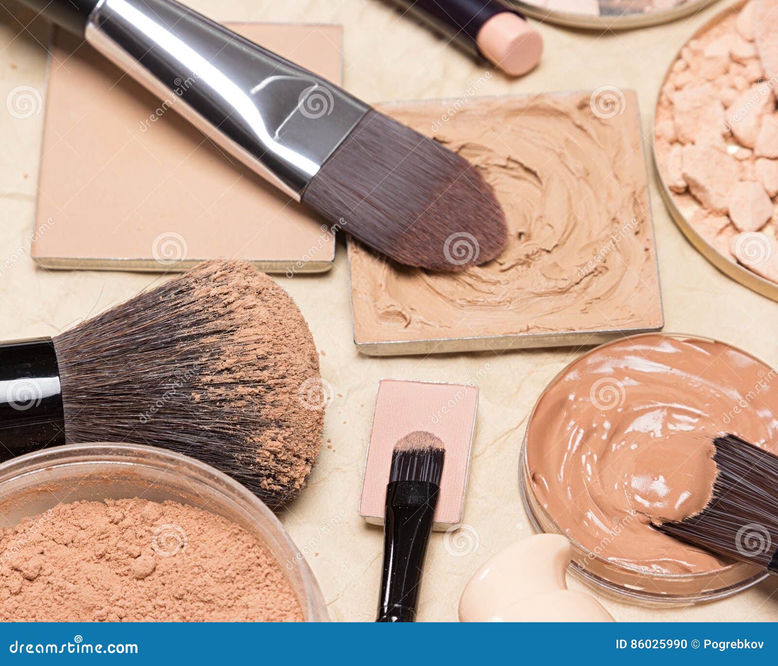 Foundation Makeup Products on Crumpled Paper Stock Photo - Image of ...