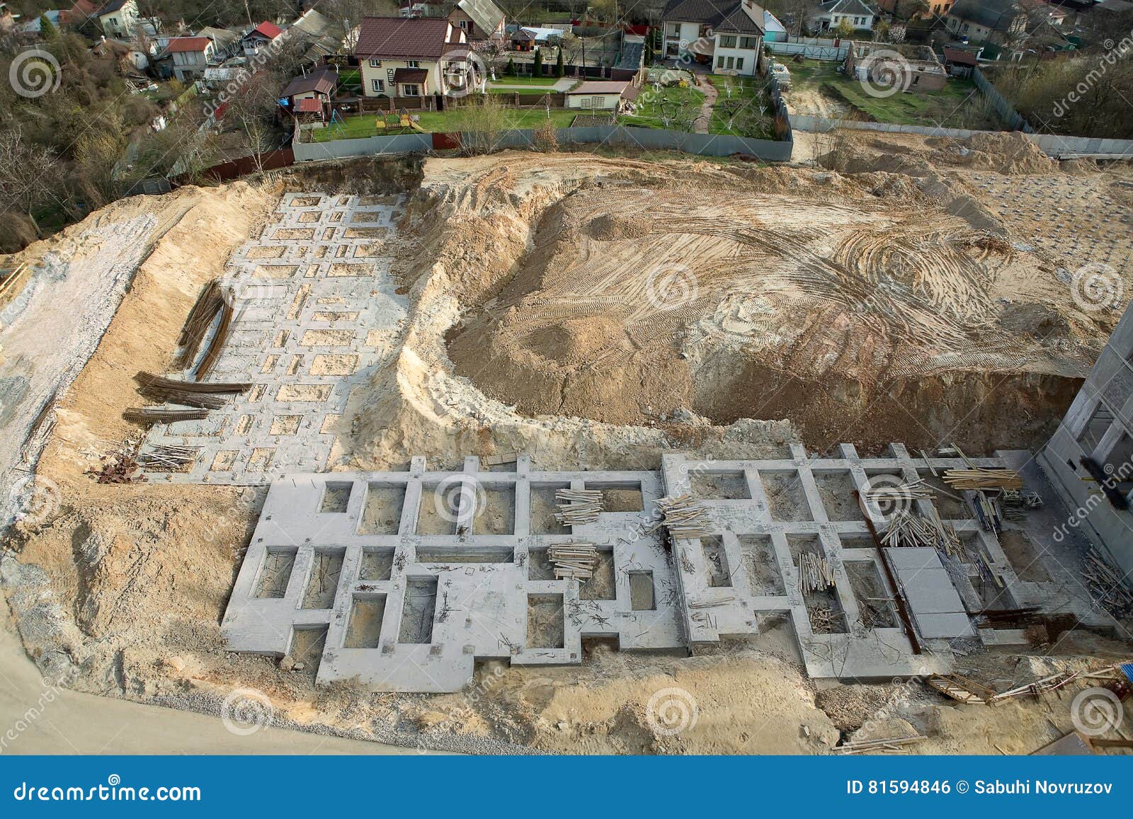 Foundation of New Construction at a Building Site Stock Photo - Image ...