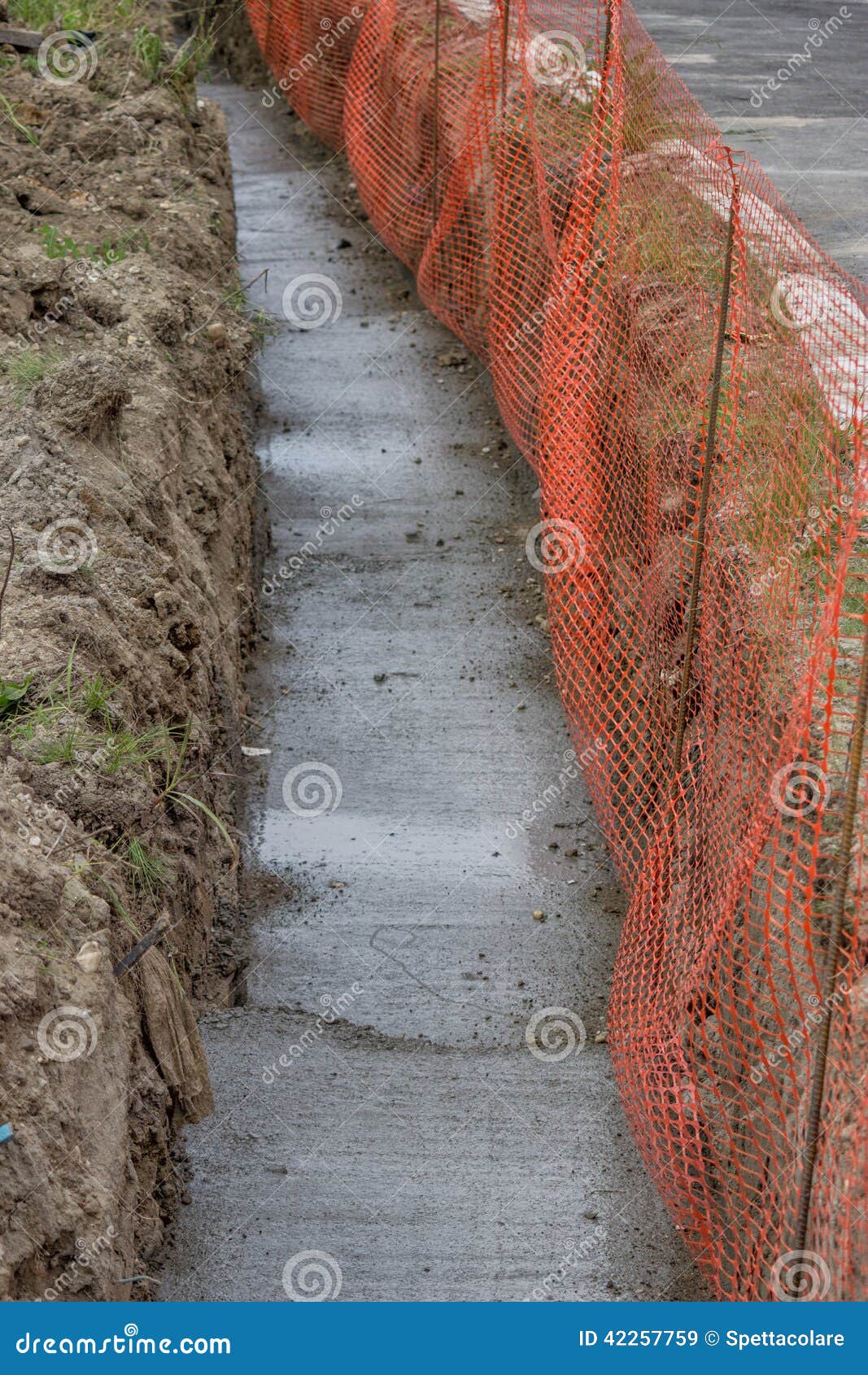 Foundation for a new fence stock image. Image of plank - 42257759