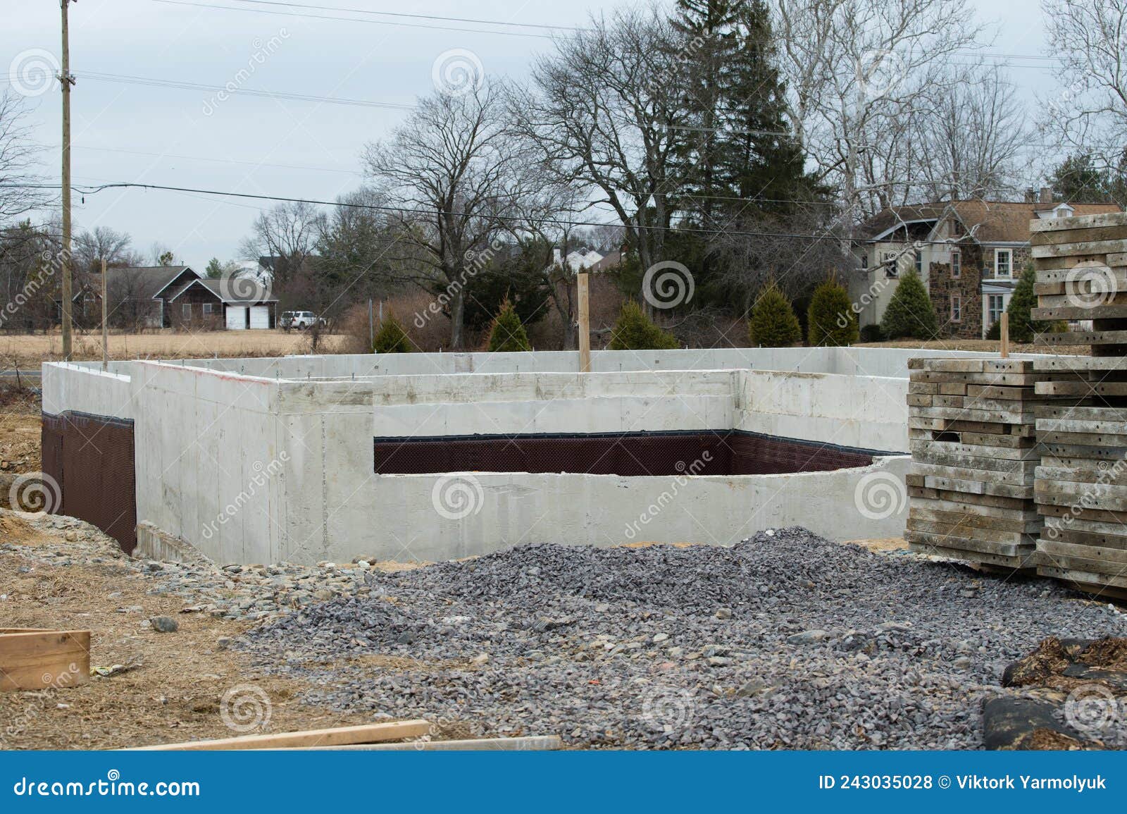 Foundation for a New House Concrete Ground Stock Photo - Image of ...