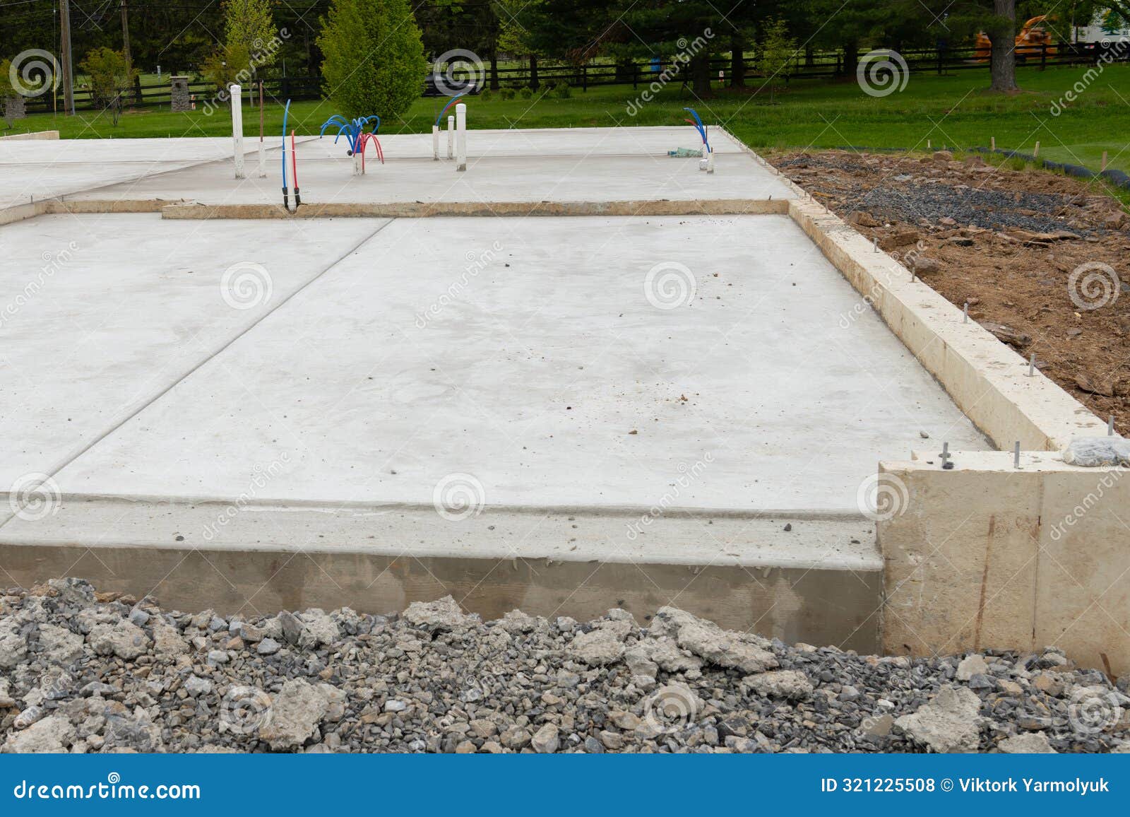 Foundation of a new house stock photo. Image of development - 321225508