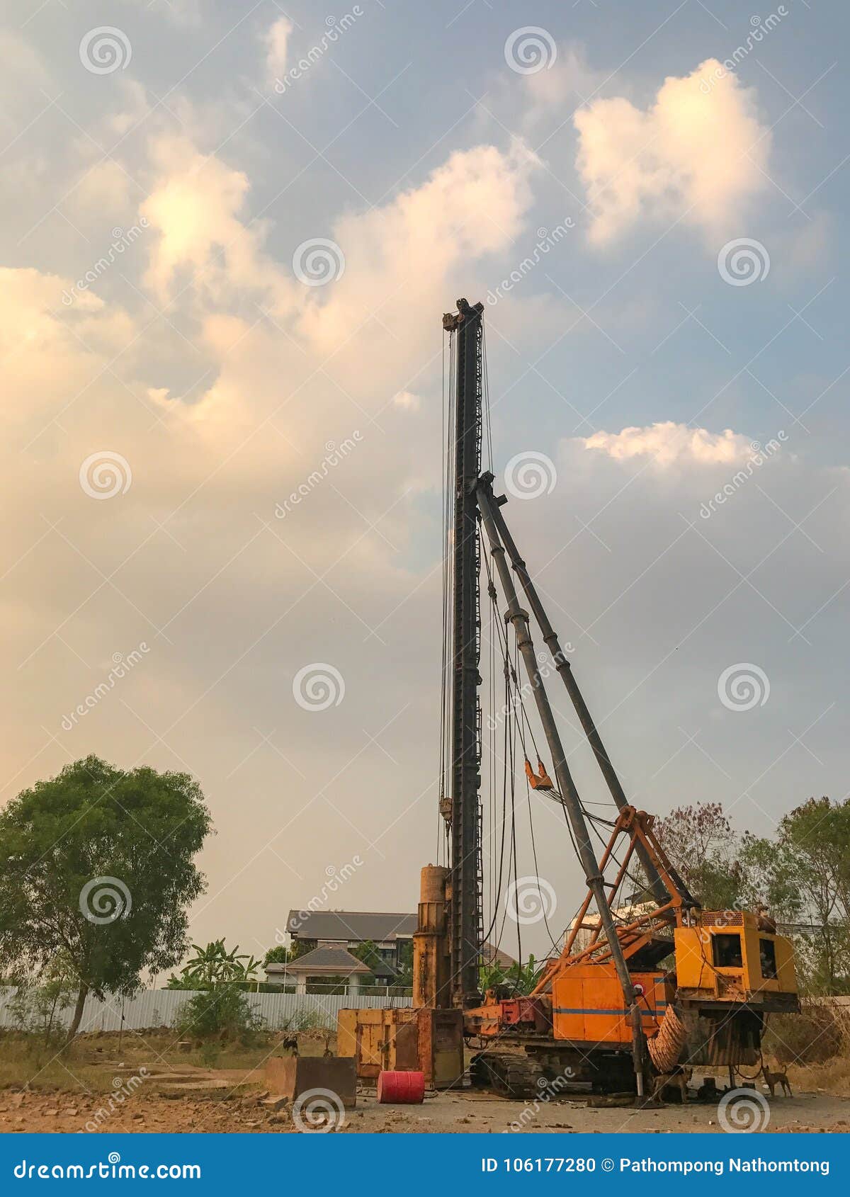 Foundation Pile Drilling Machine Stock Photo - Image of equipment ...