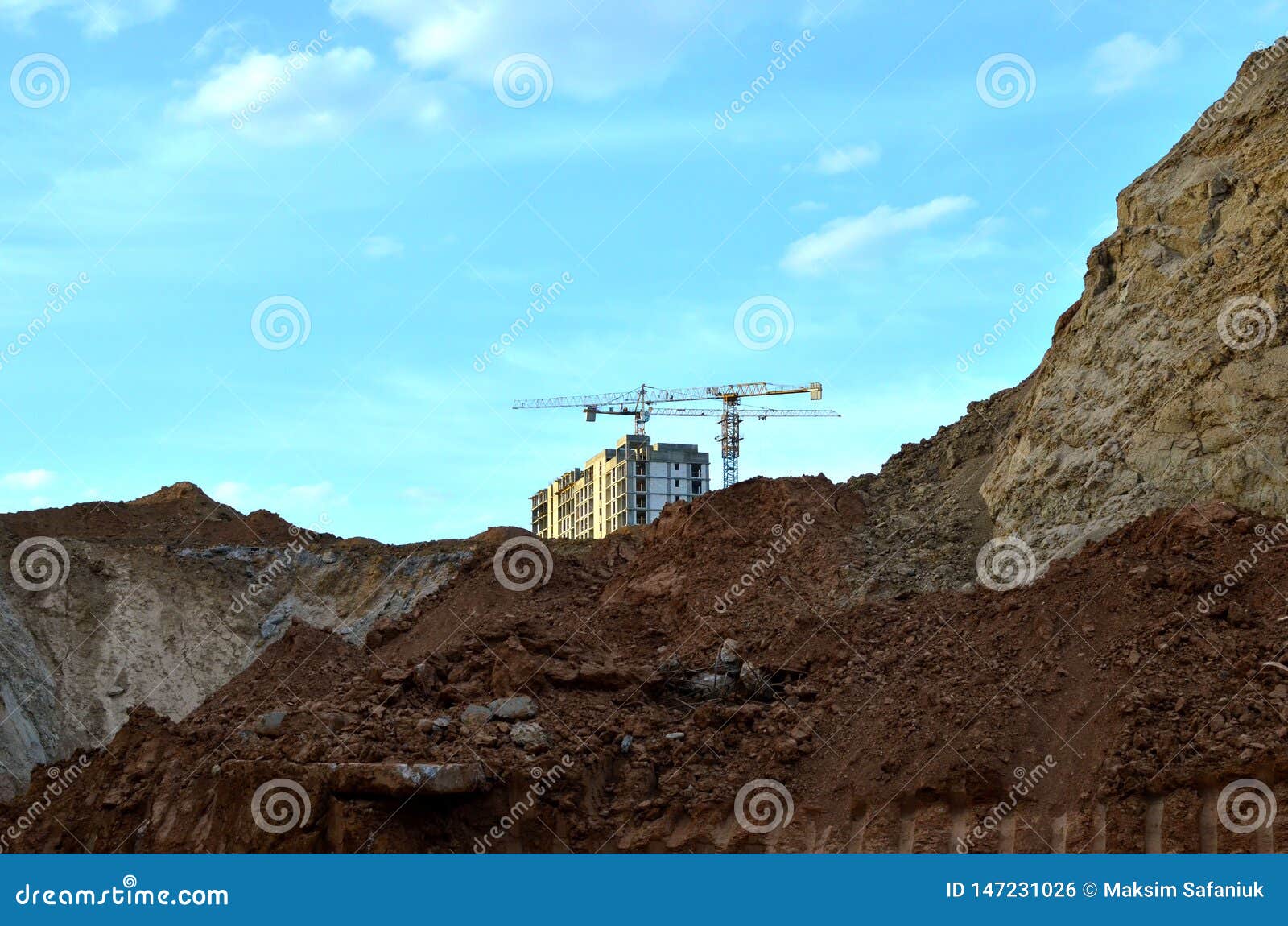 Foundation Pit for the Construction of Apartment Building - Image Stock ...