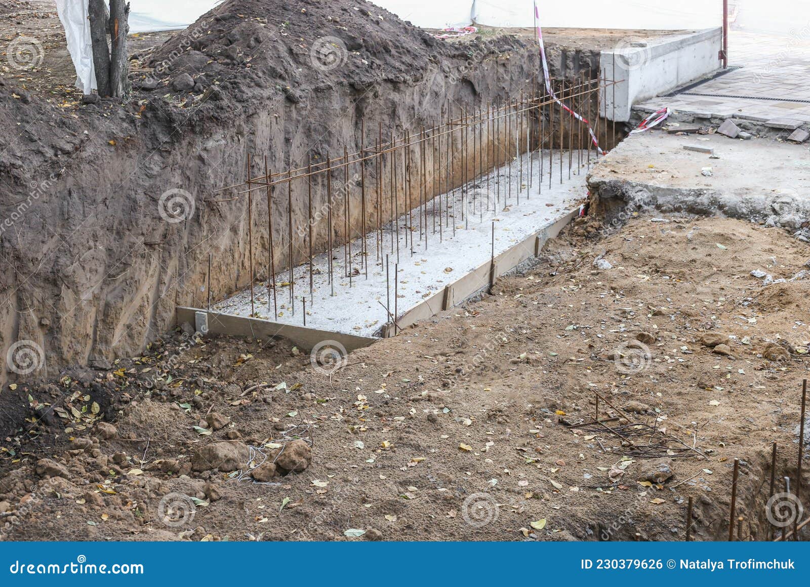 Foundation with Reinforcing Inserts for the Curb. Formwork for the ...