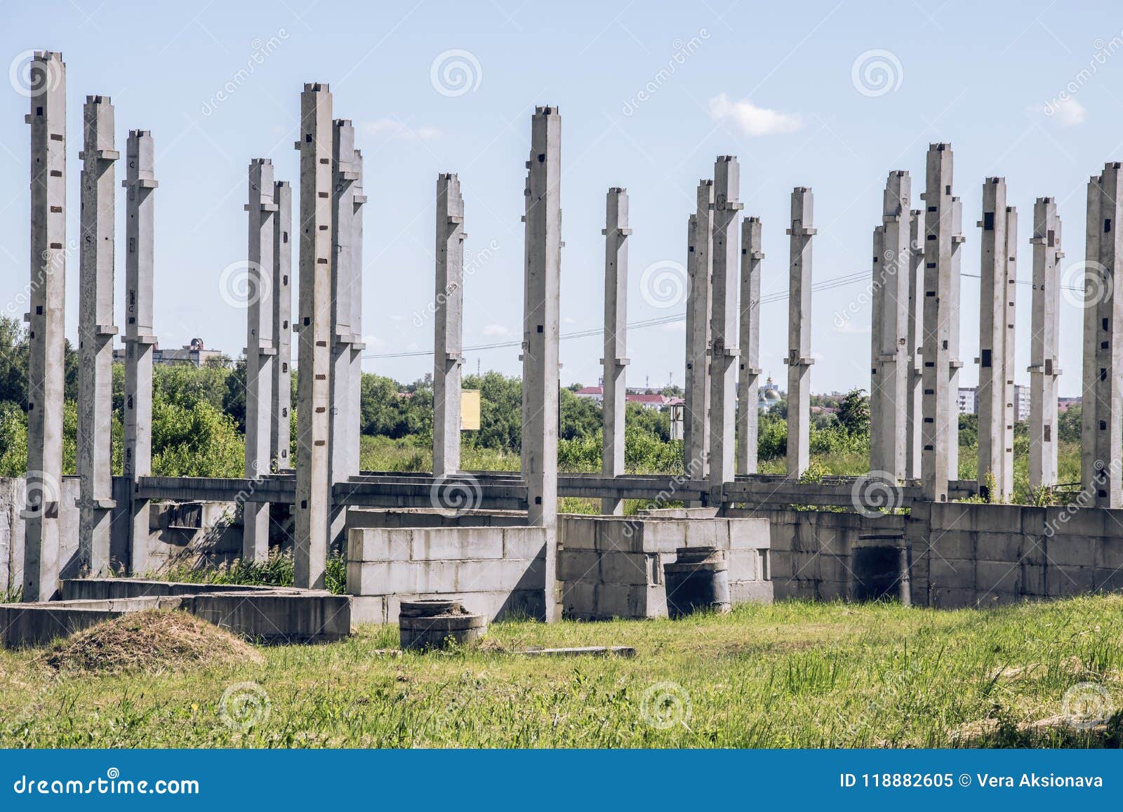 The Foundation and Support of the Building at the Construction Site ...