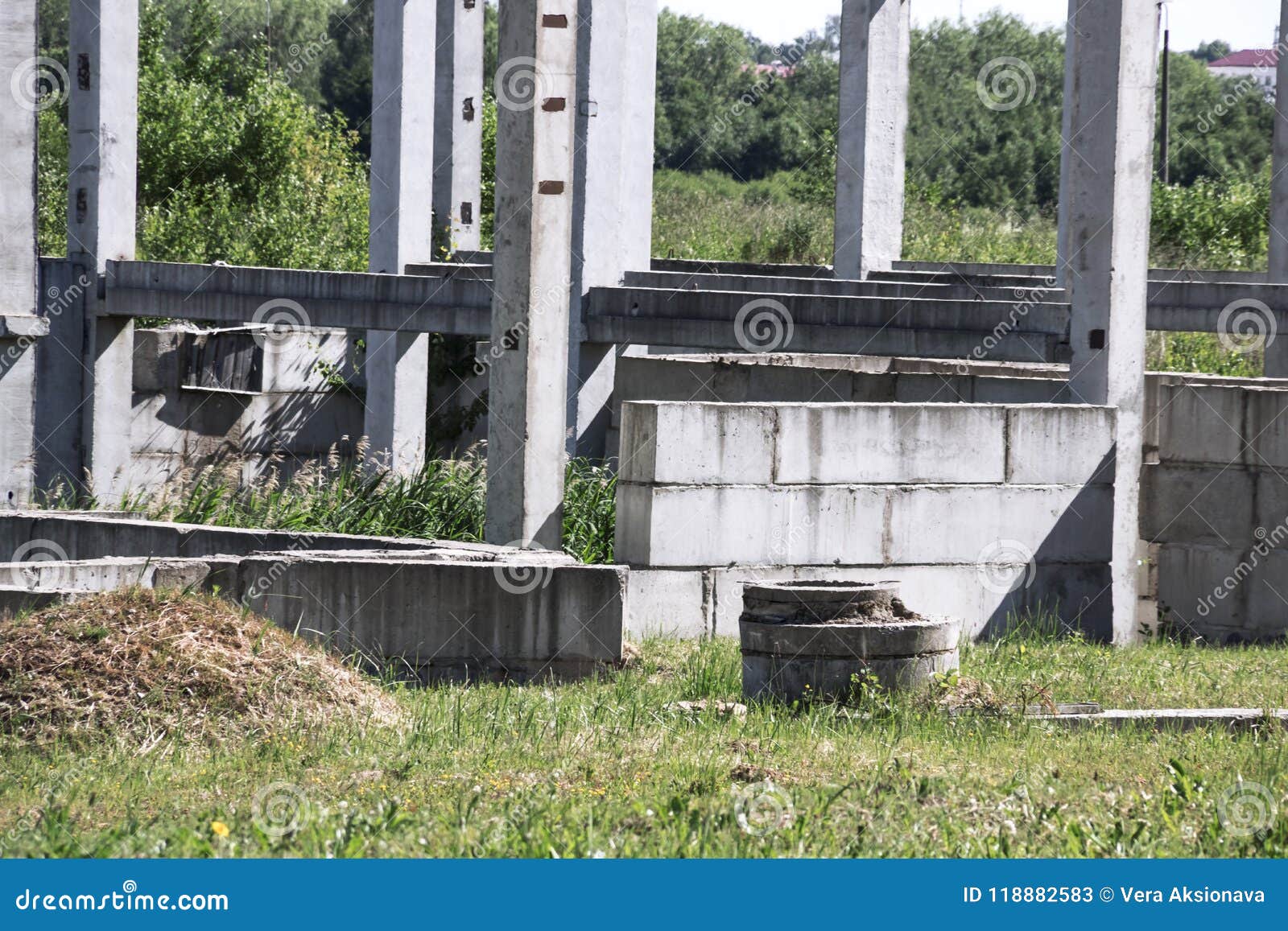The Foundation and Support of the Building at the Construction Site ...