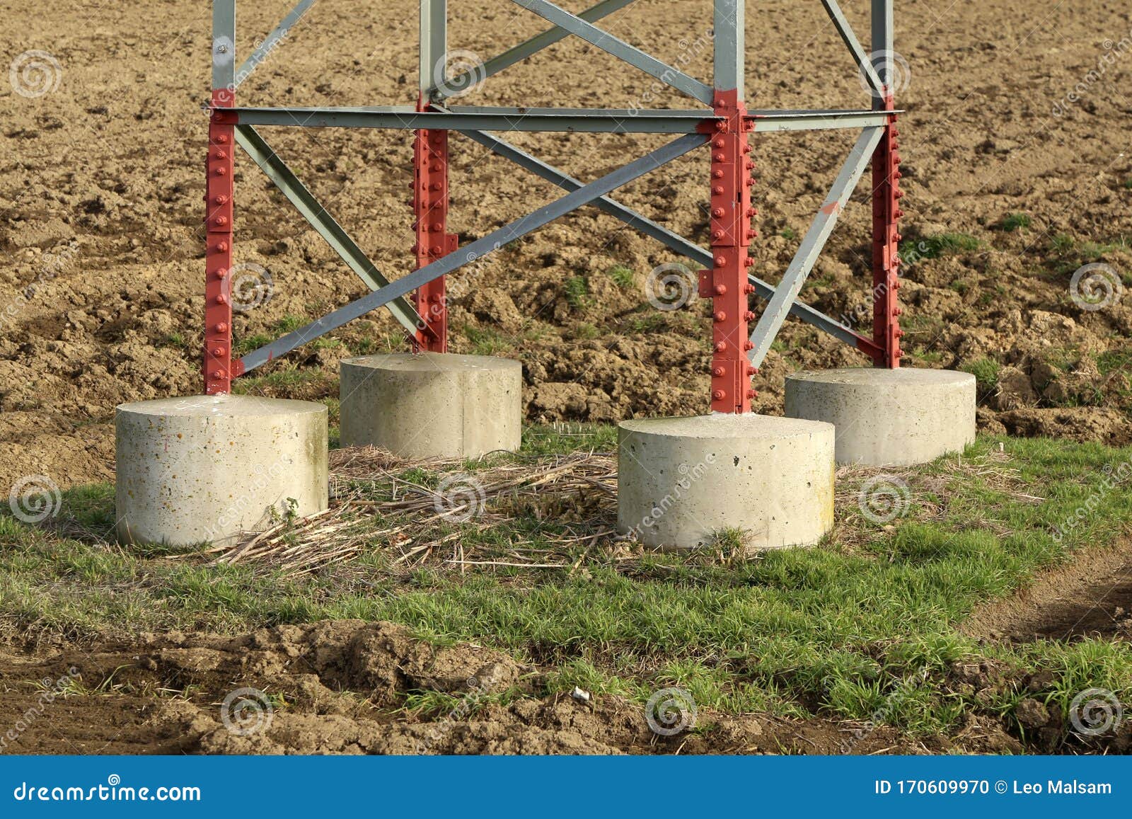 The Foundation on Which the High Voltage Mast Stands Stock Photo ...